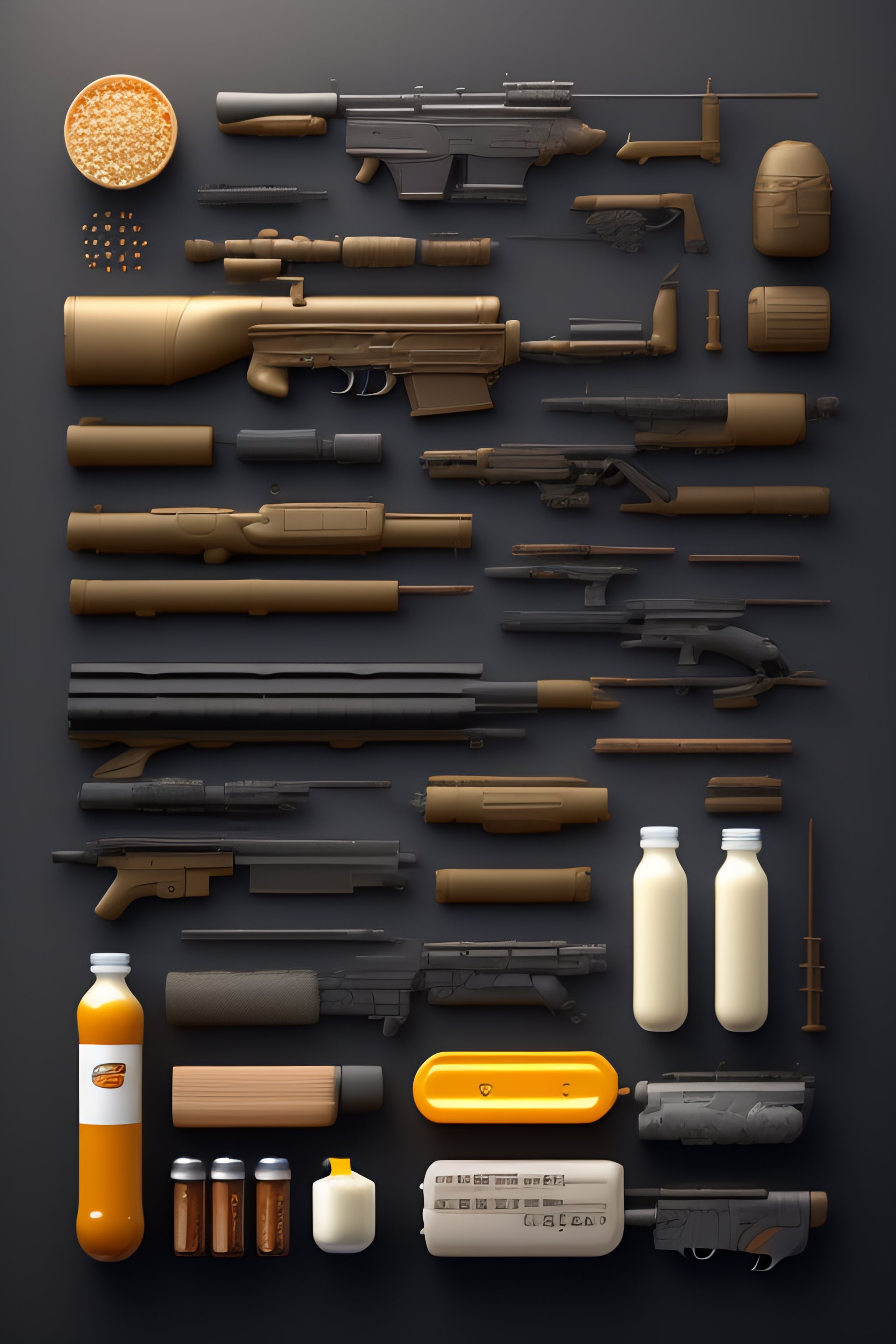 Lexica - Baby food, milk, guns, bullets, grenade, swords, weapon parts ...