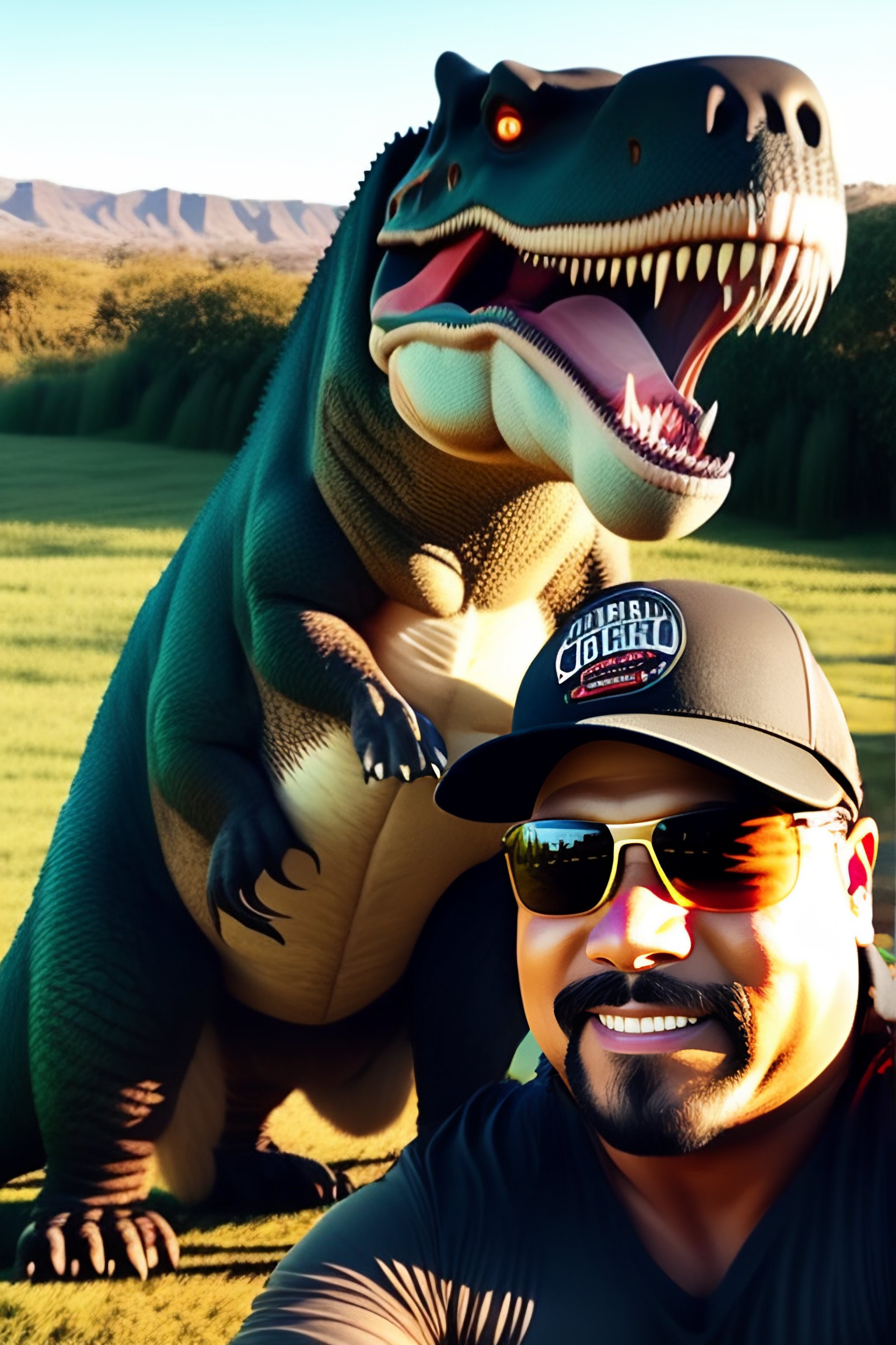 Lexica - Banderitax from YouTube Taking a selfie with a t-rex