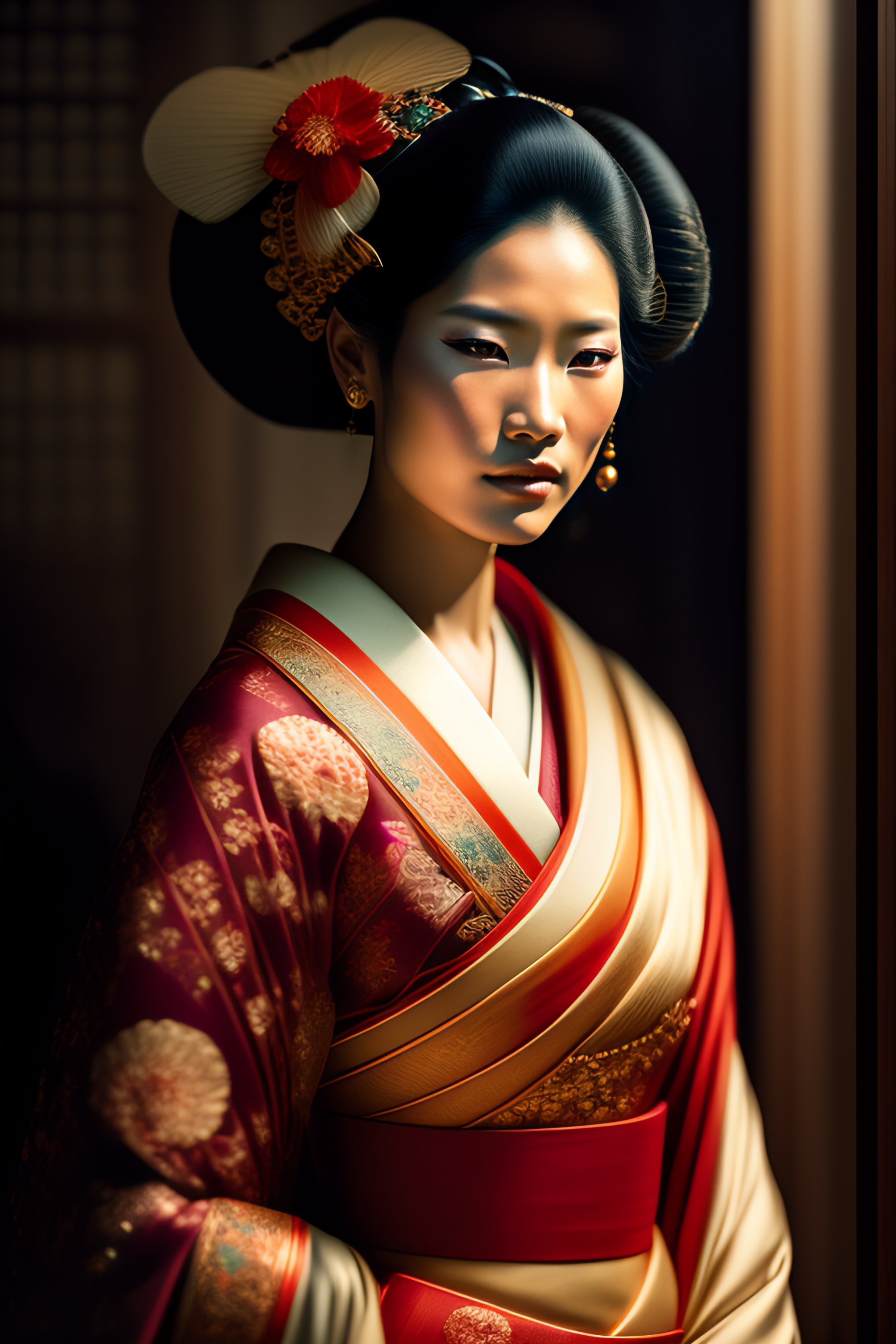 Lexica - Geisha, one light, intricate, elegant, highly detailed ...