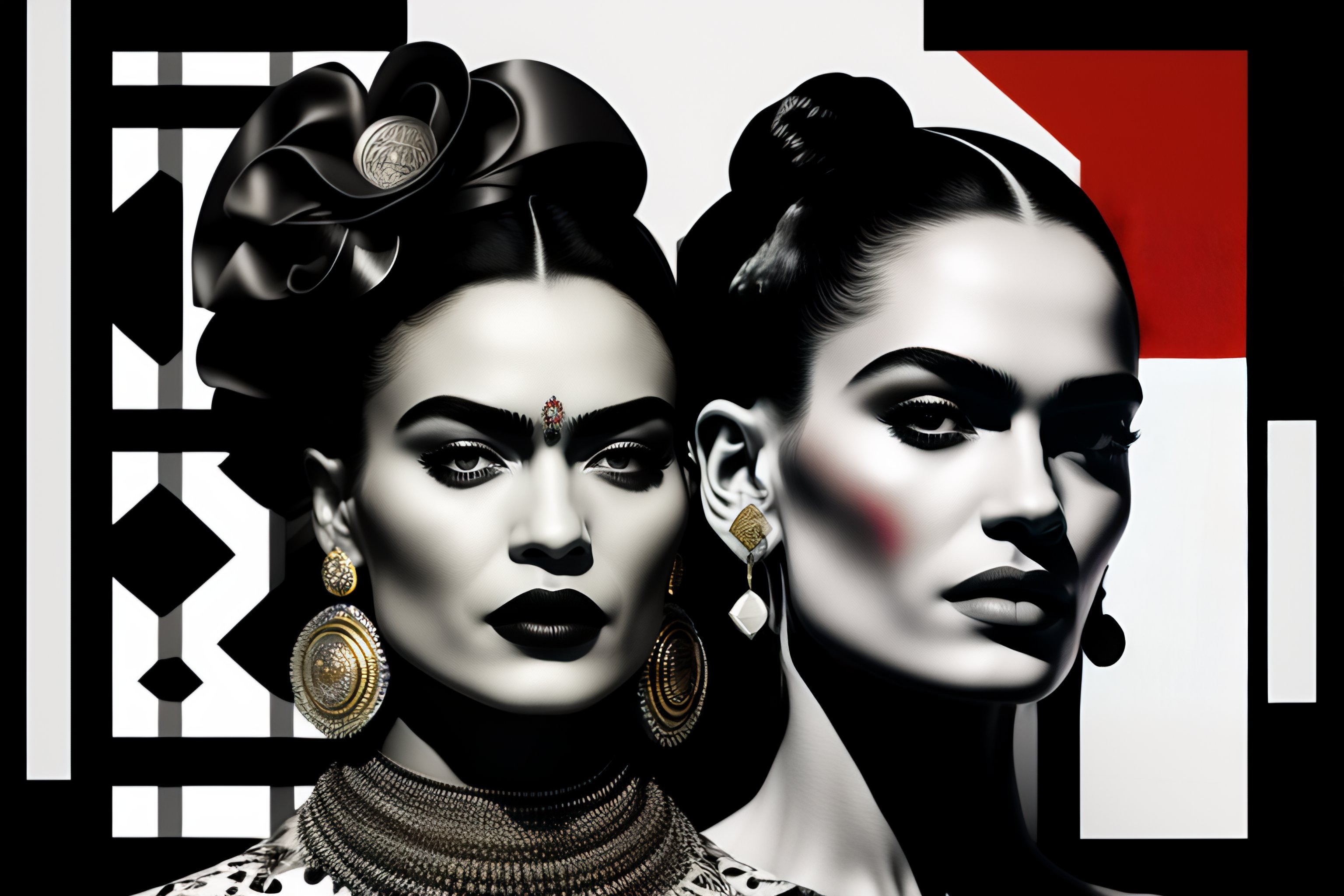 Lexica - Op art, Frida Kahlo portrait , Frida and diego as fashion ...