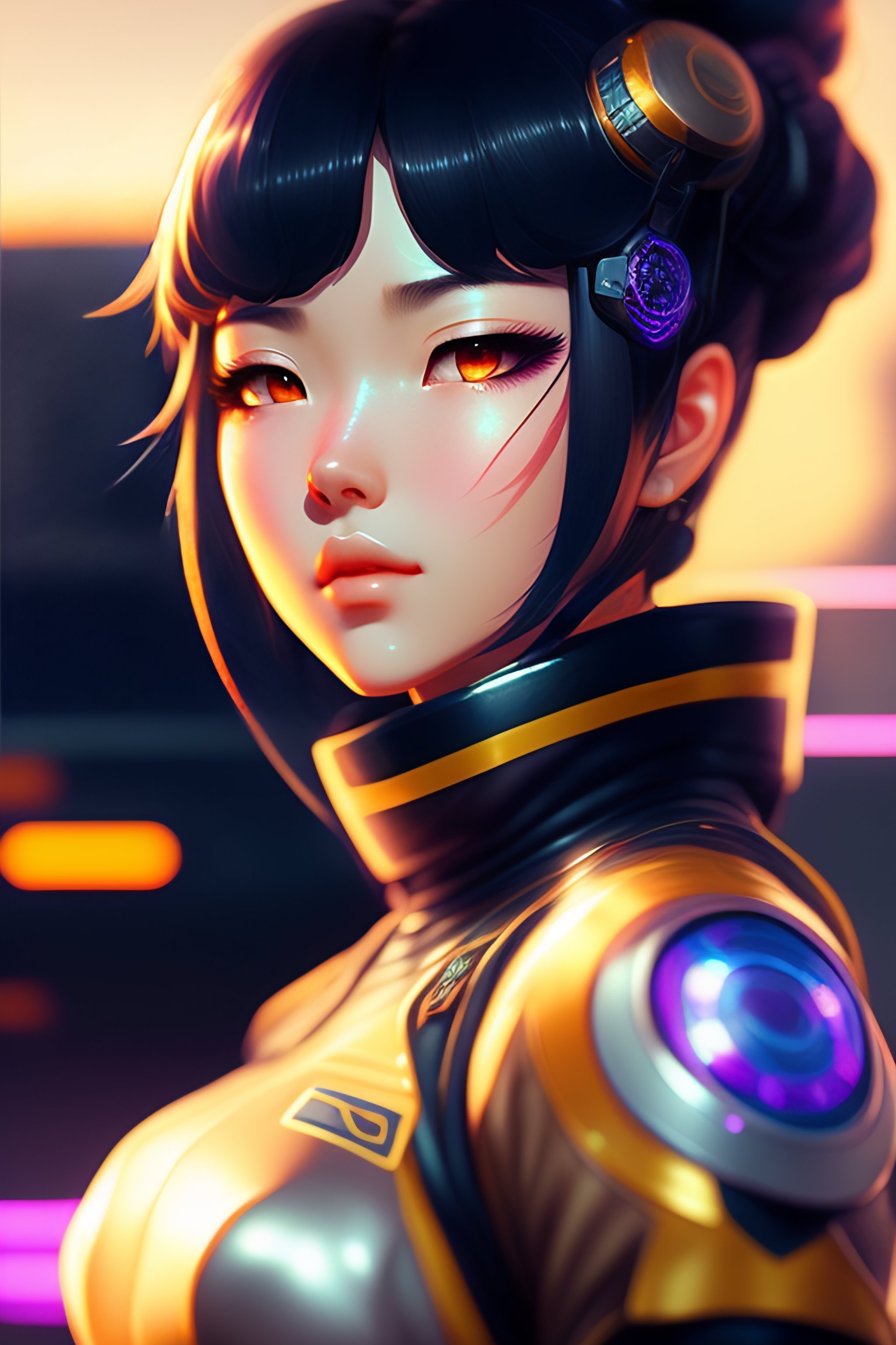 Lexica - Portrait Anime Commander Girl Neon-cybernetic cute-fine-face ...