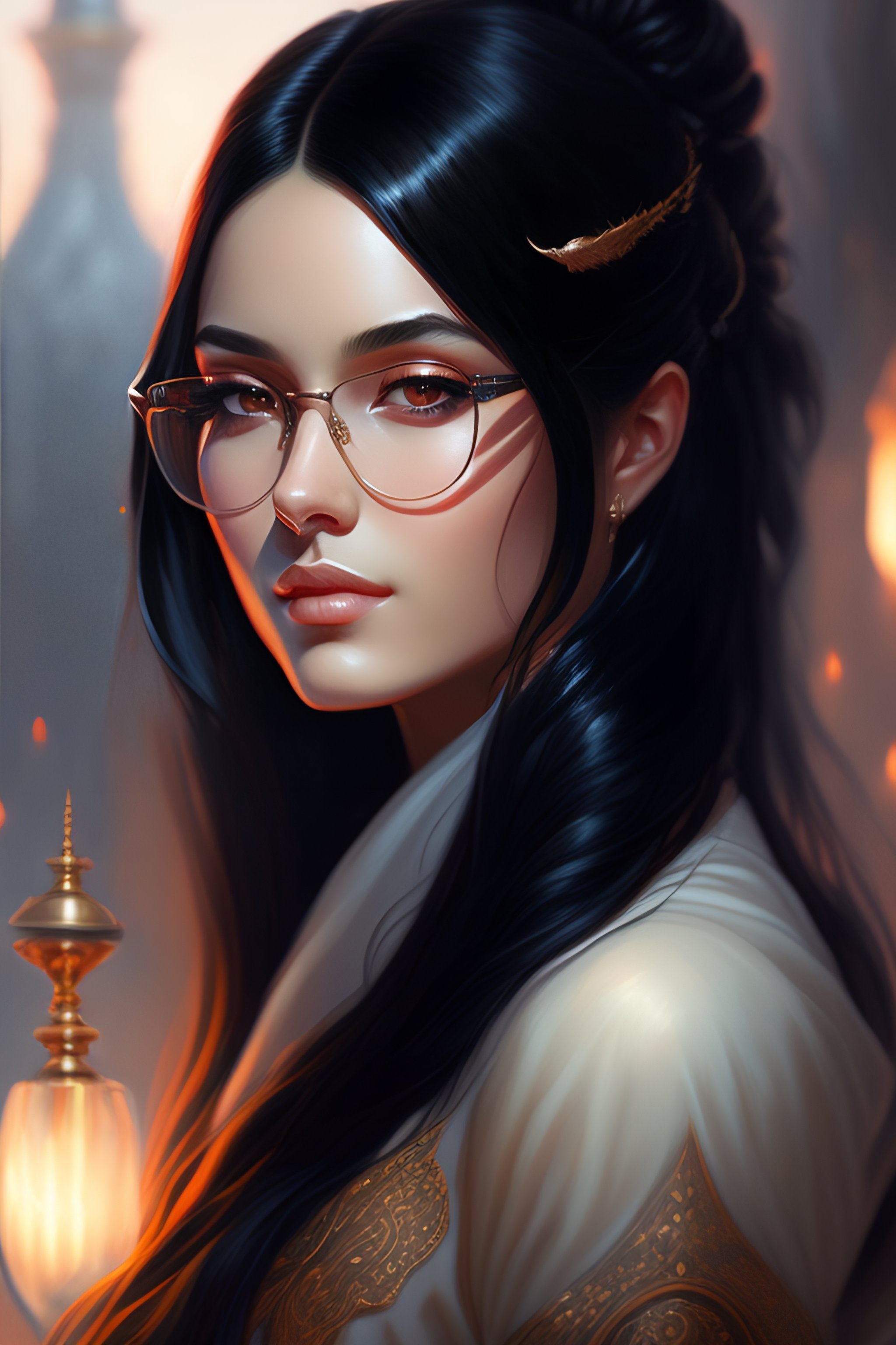 Lexica - Girl with long straight black hair, fantasy style, portrait ...