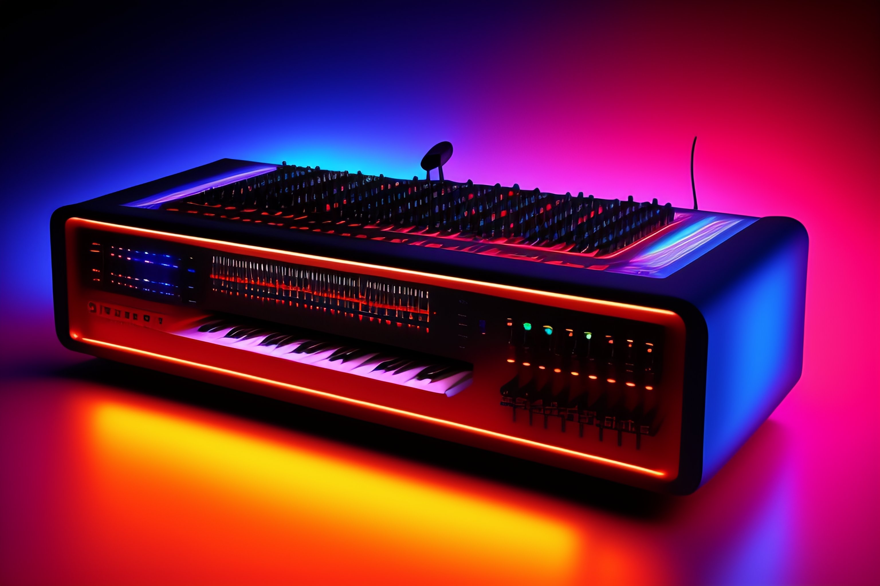 Lexica - Music desk synthesizer red blue dj apocalypse