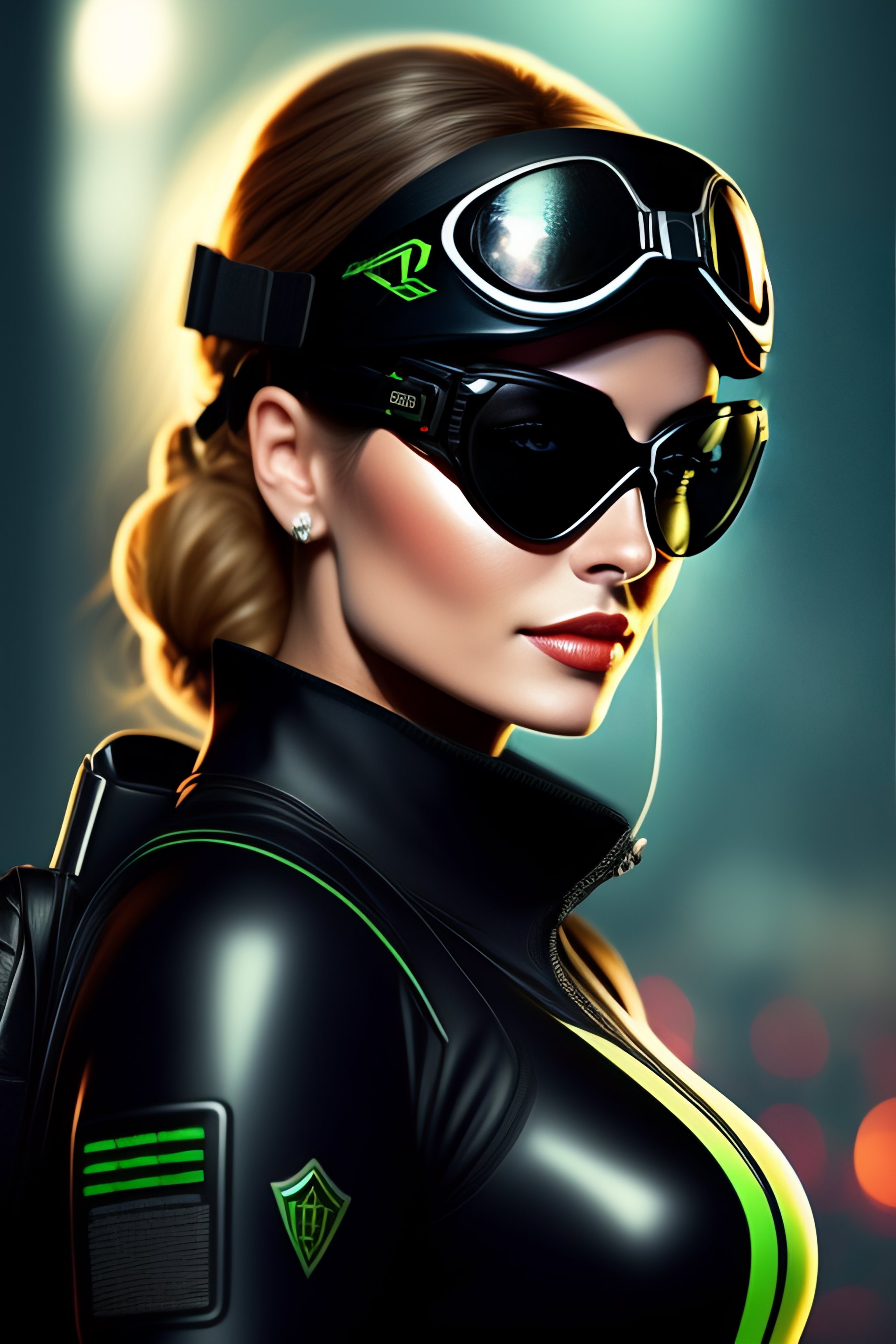 Lexica - Beautiful girl in black spy suit with sam fisher goggle