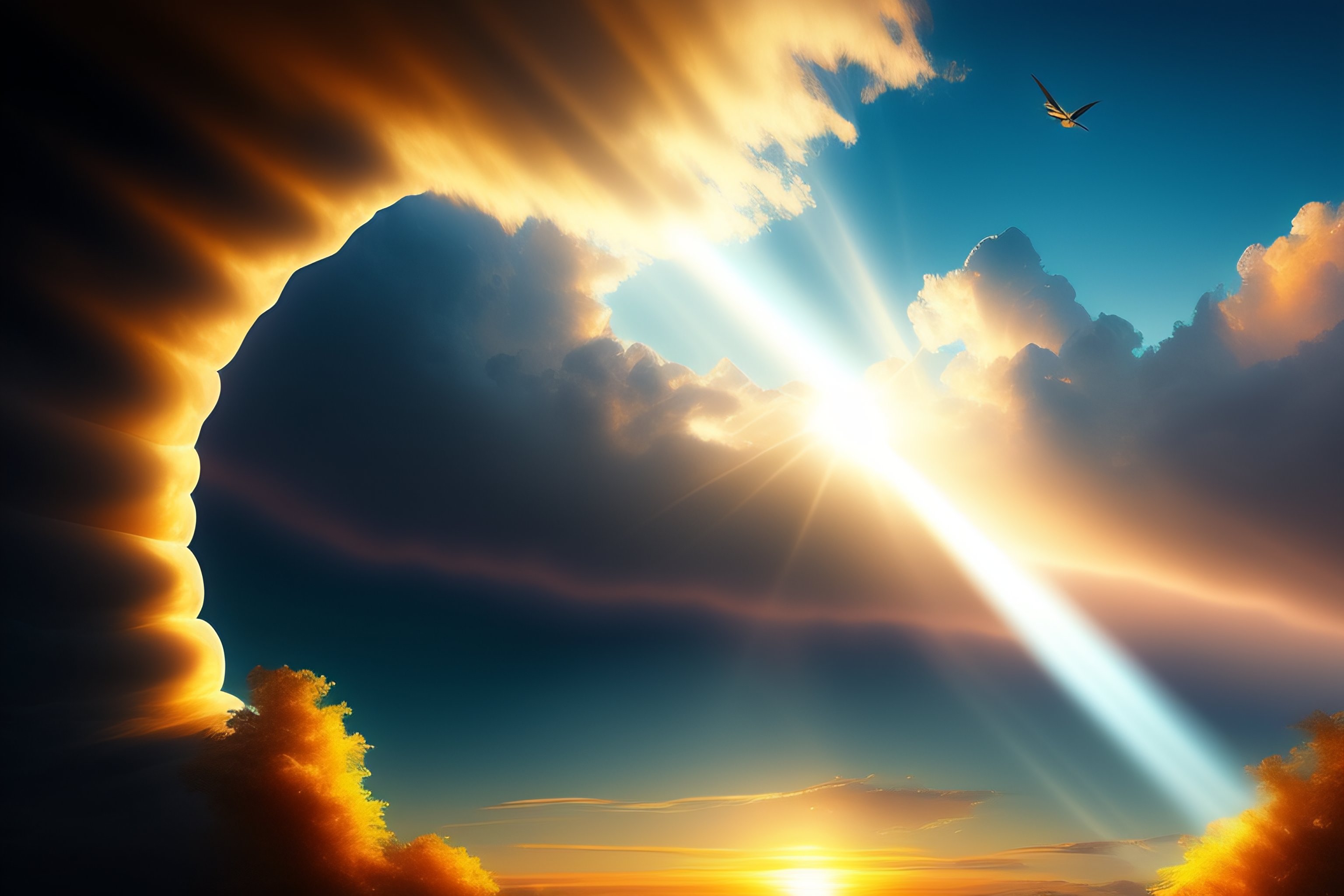 Lexica - Horizontal background, with clouds, splendor, angelic, rays of ...