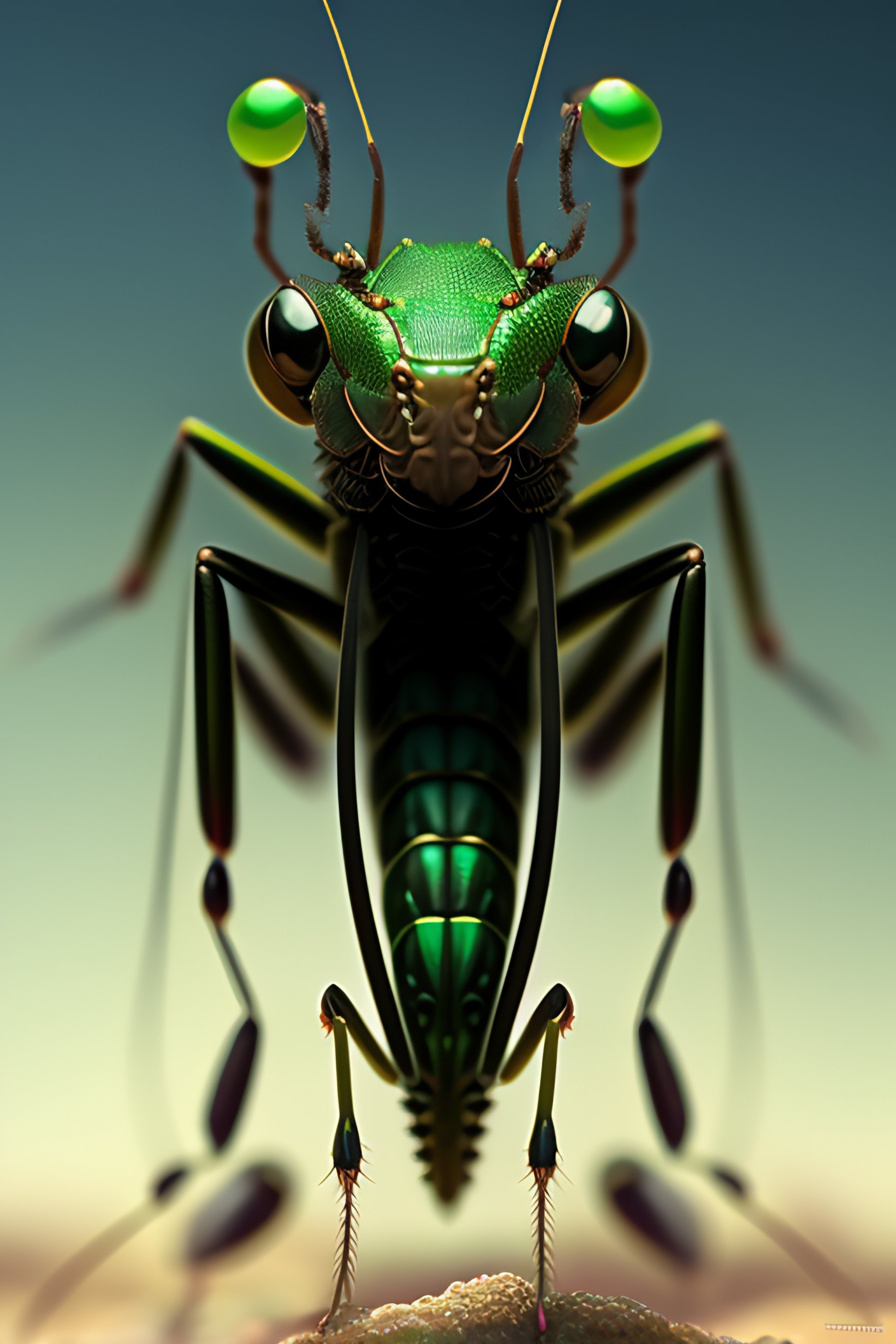 Lexica - Full body shot a of green man - mantis ; head with antennae ...