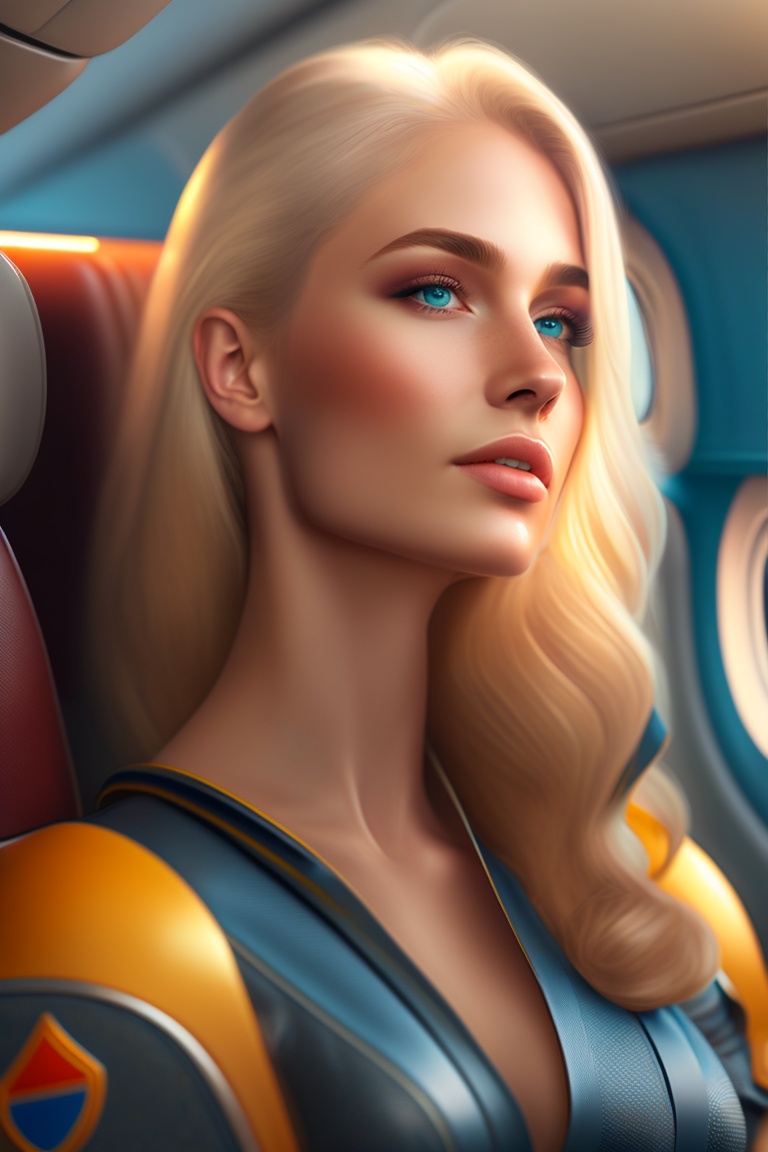 Lexica - Blonde woman, full body, on the plane, hyper realistic, hdr, 8k
