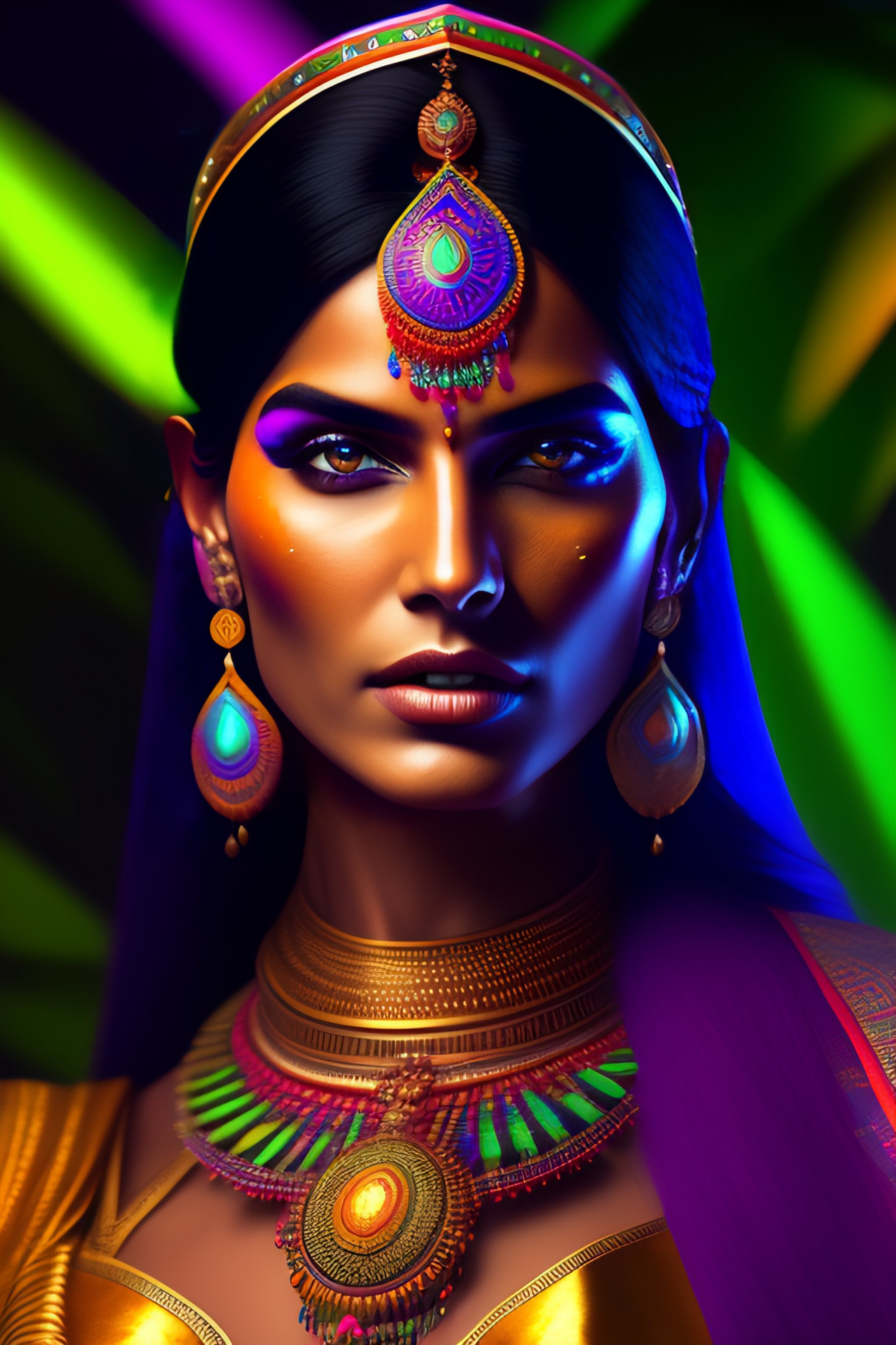 Lexica - A powerful energy psychedelic matrix indian woman, by ...