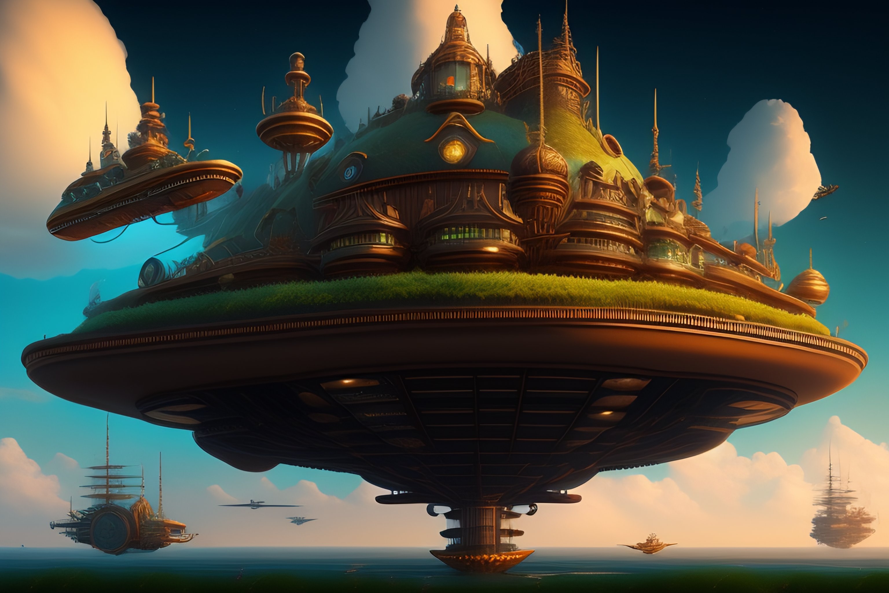 Steampunk Flying City