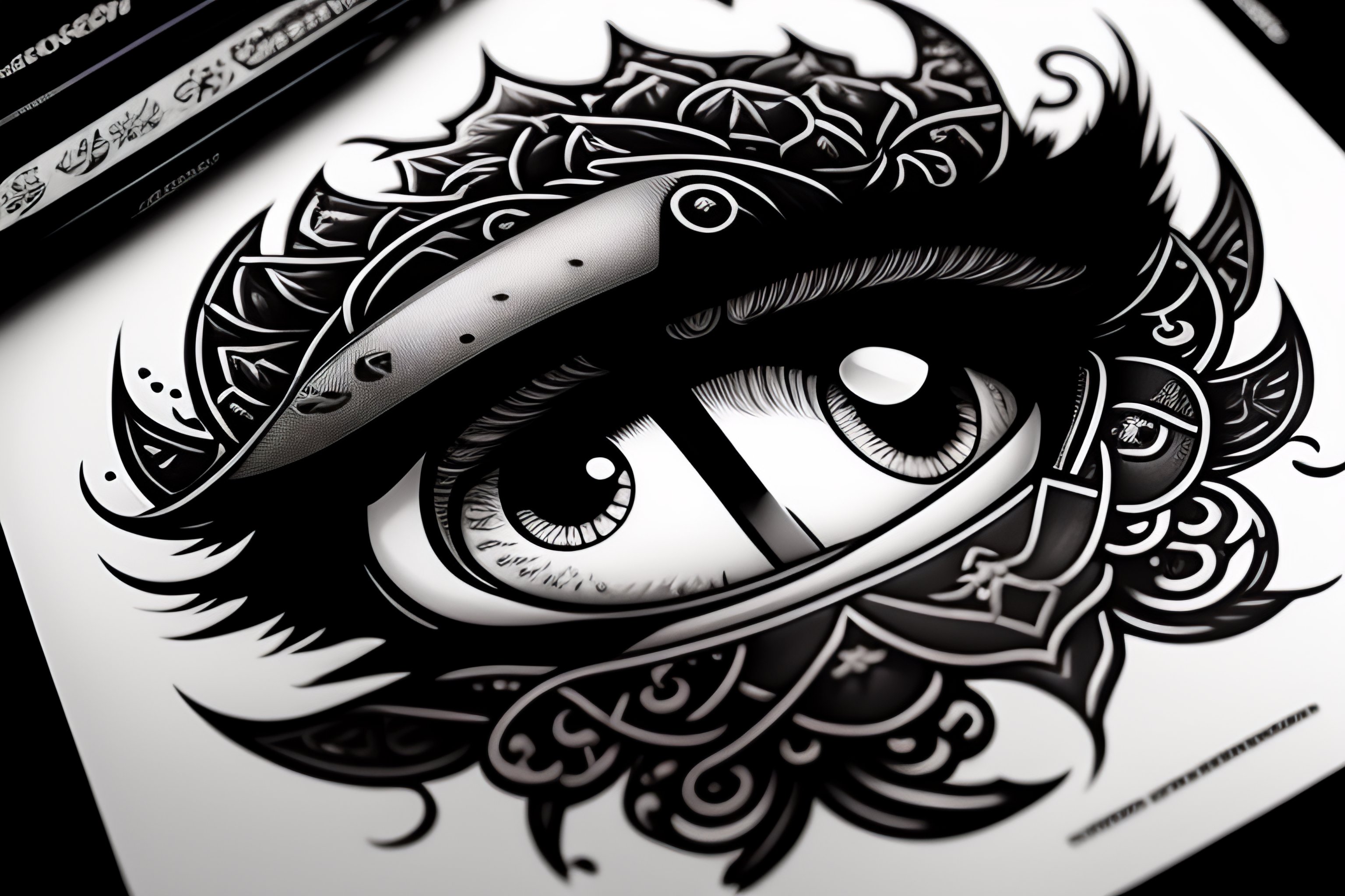 Lexica - A tattoo stencil of vintage 90's anime eyes in blackwork style ...