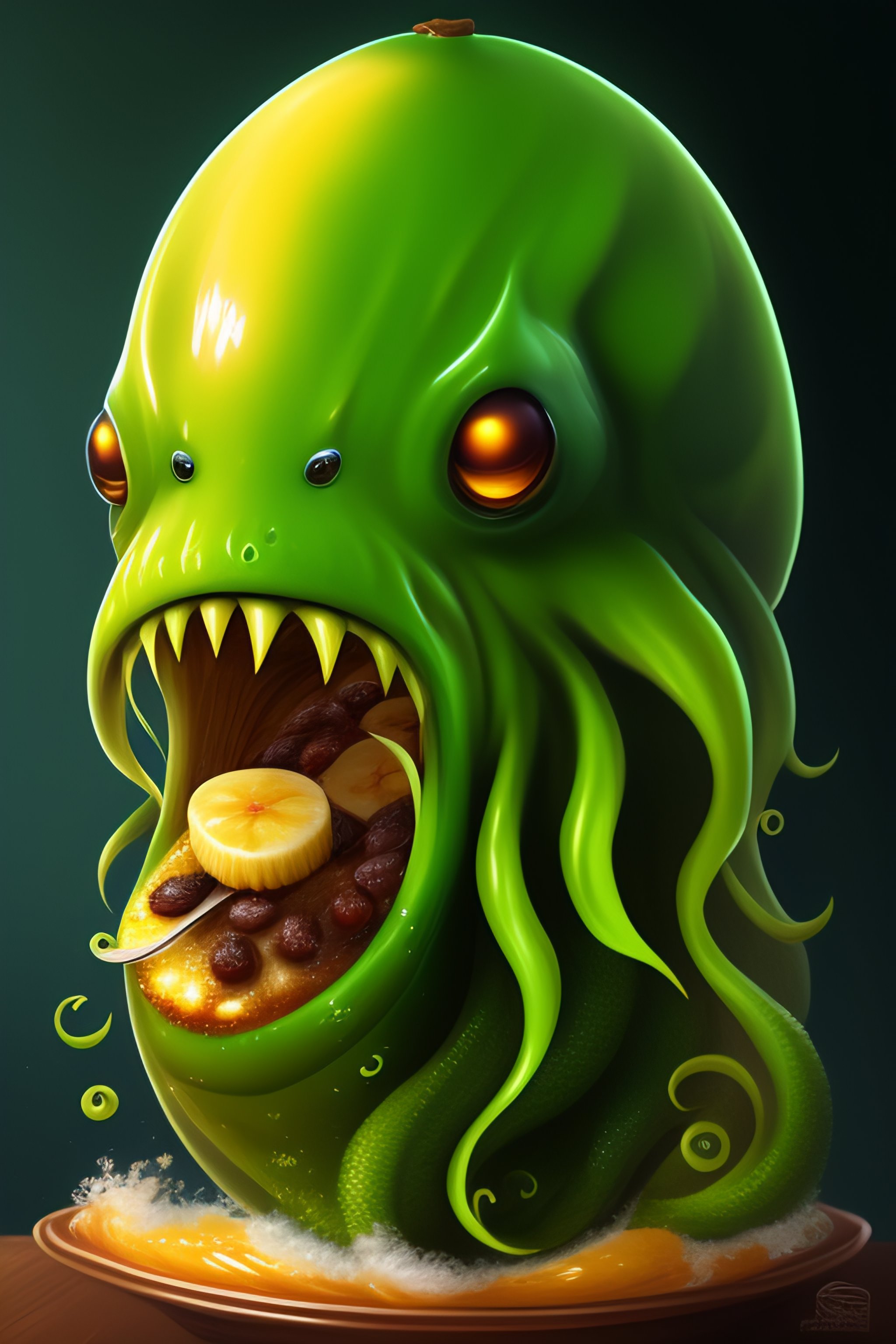 Lexica - Cthulhu eat banana, digital art, trending on artstation