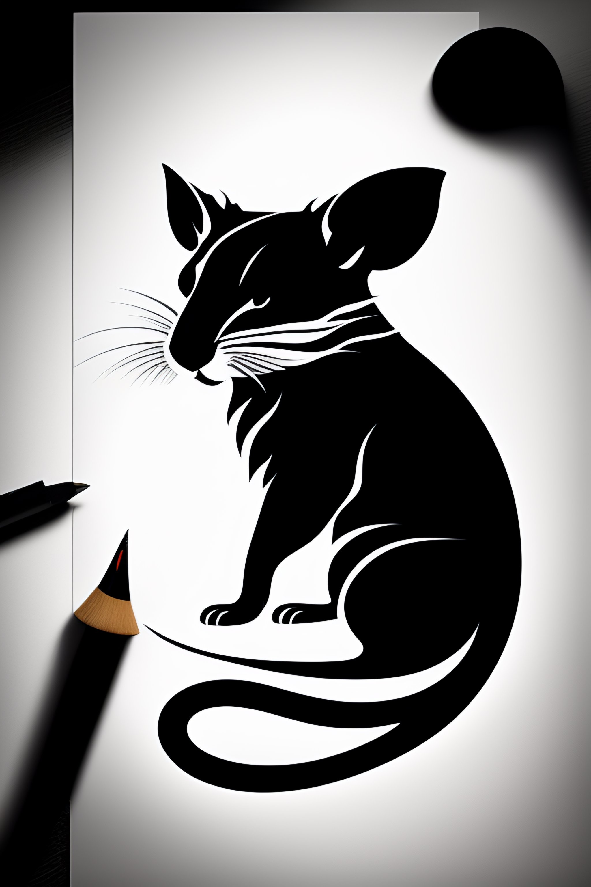 Lexica - Design a sketch of a tattoo featuring the silhouette of a rat ...