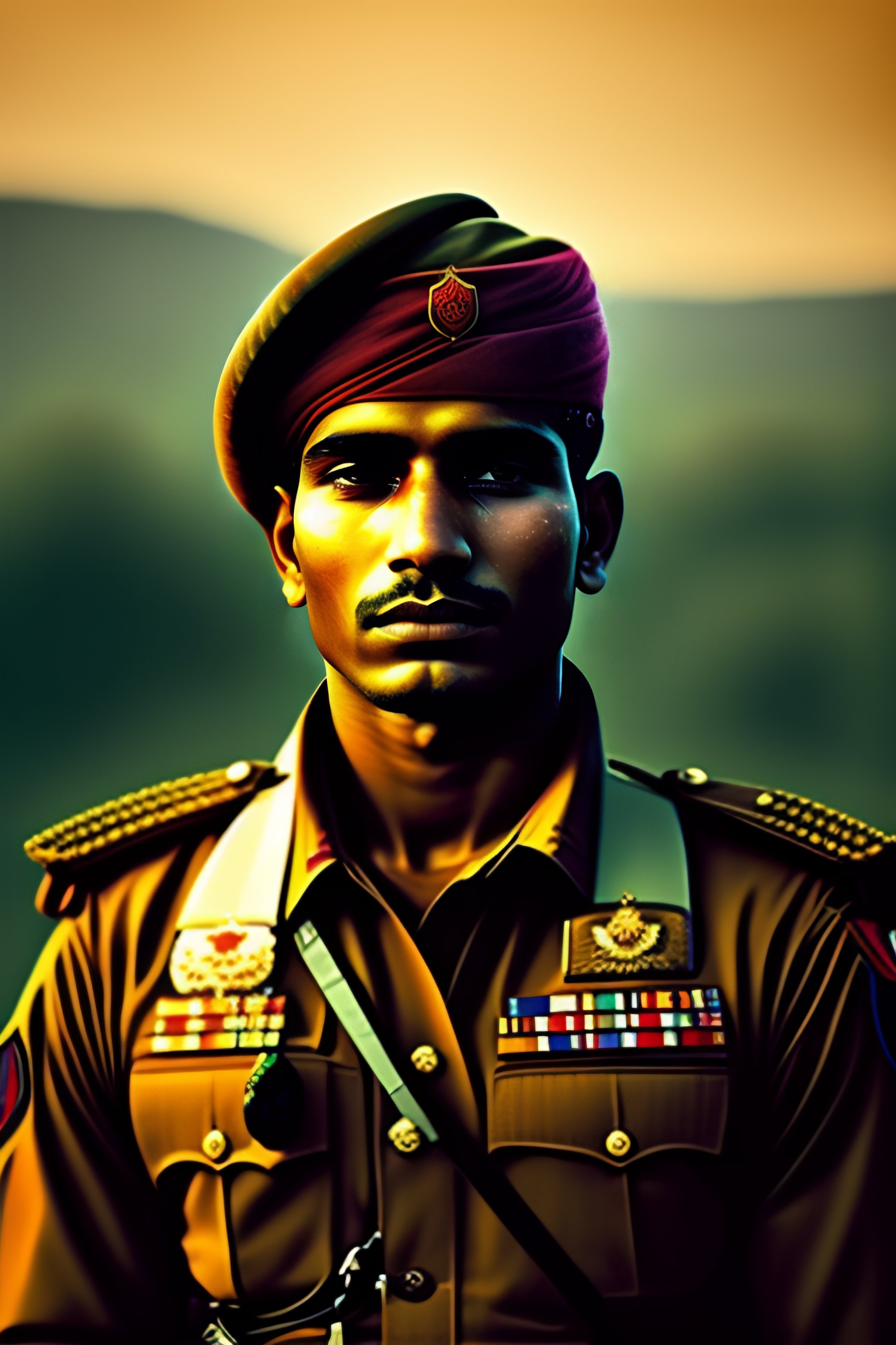 Lexica - Portrait of modern next generation indian soldier covered by blood