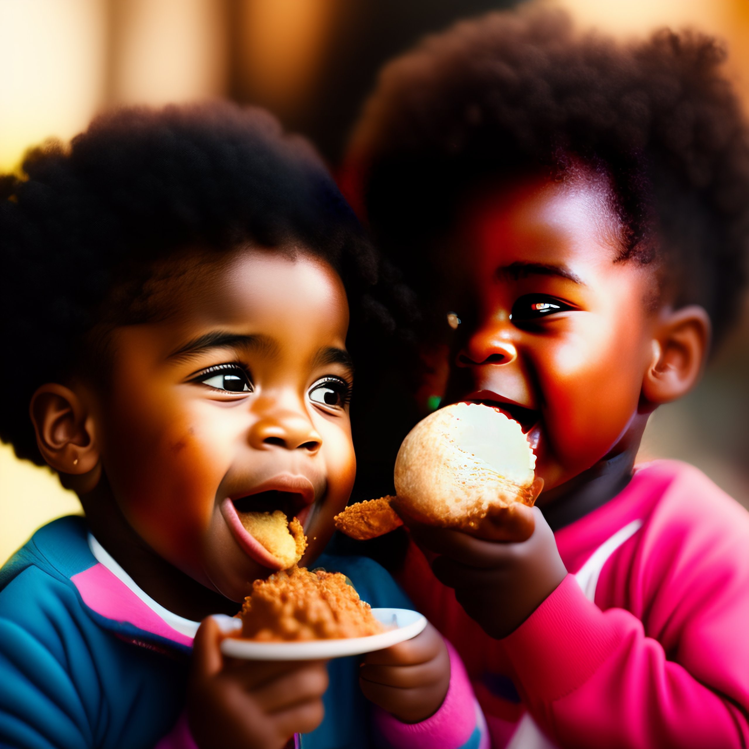 Lexica - Afro cute child laugthing when eating chocolate