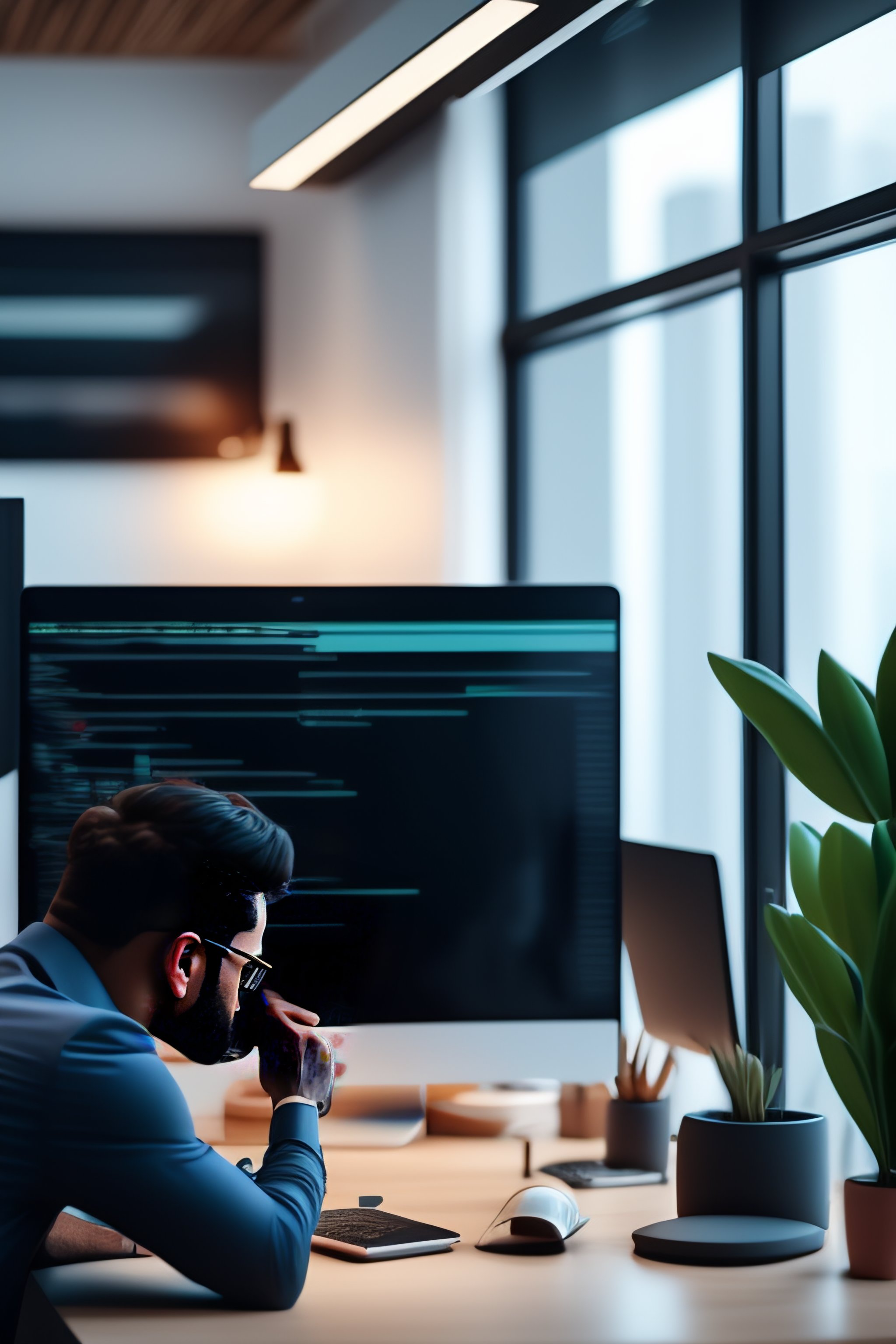 Lexica - A developer working in an office, photo, detailed image, 4K