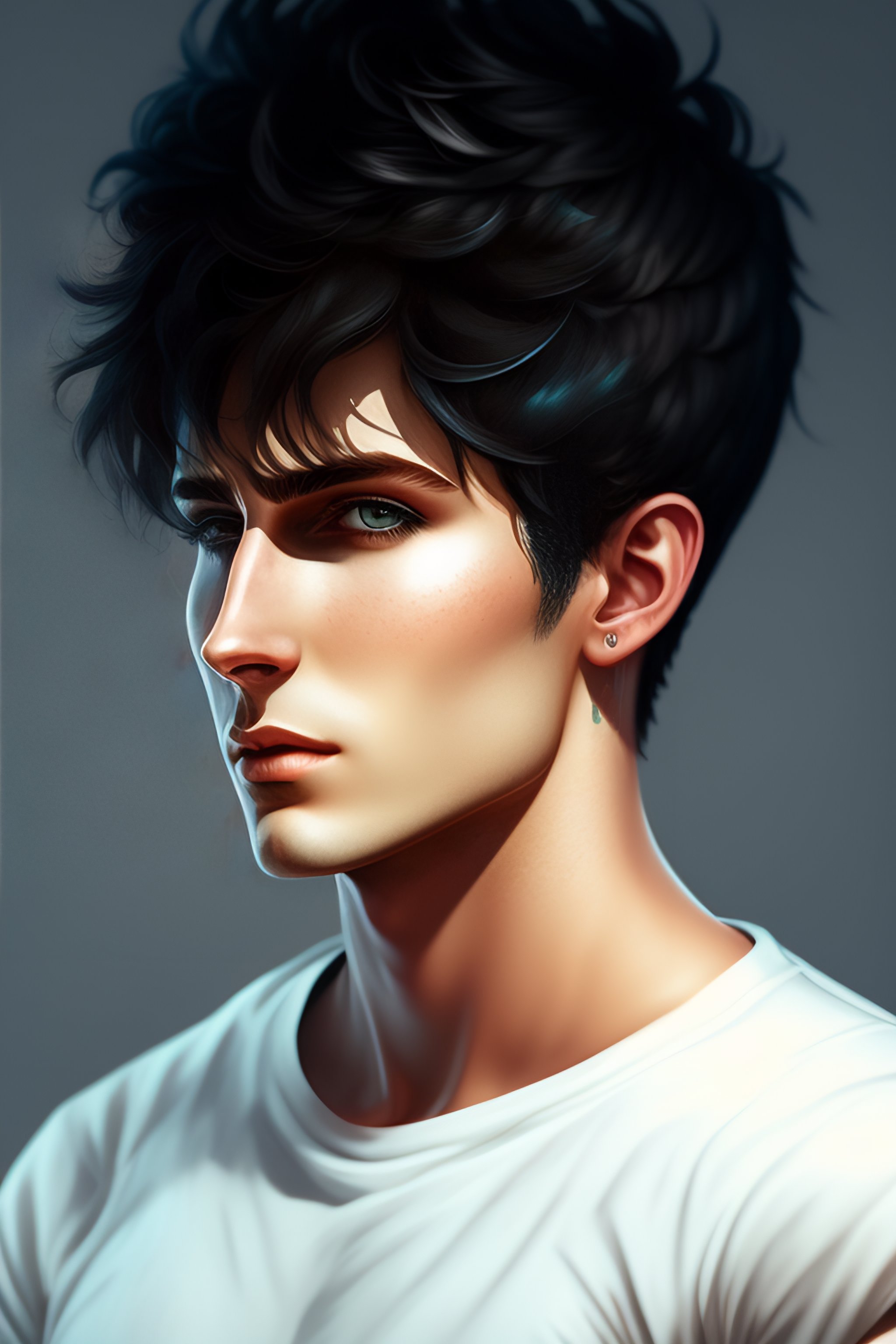 Lexica - Young man with short messy black hair, ikimaru , gay, bl ...