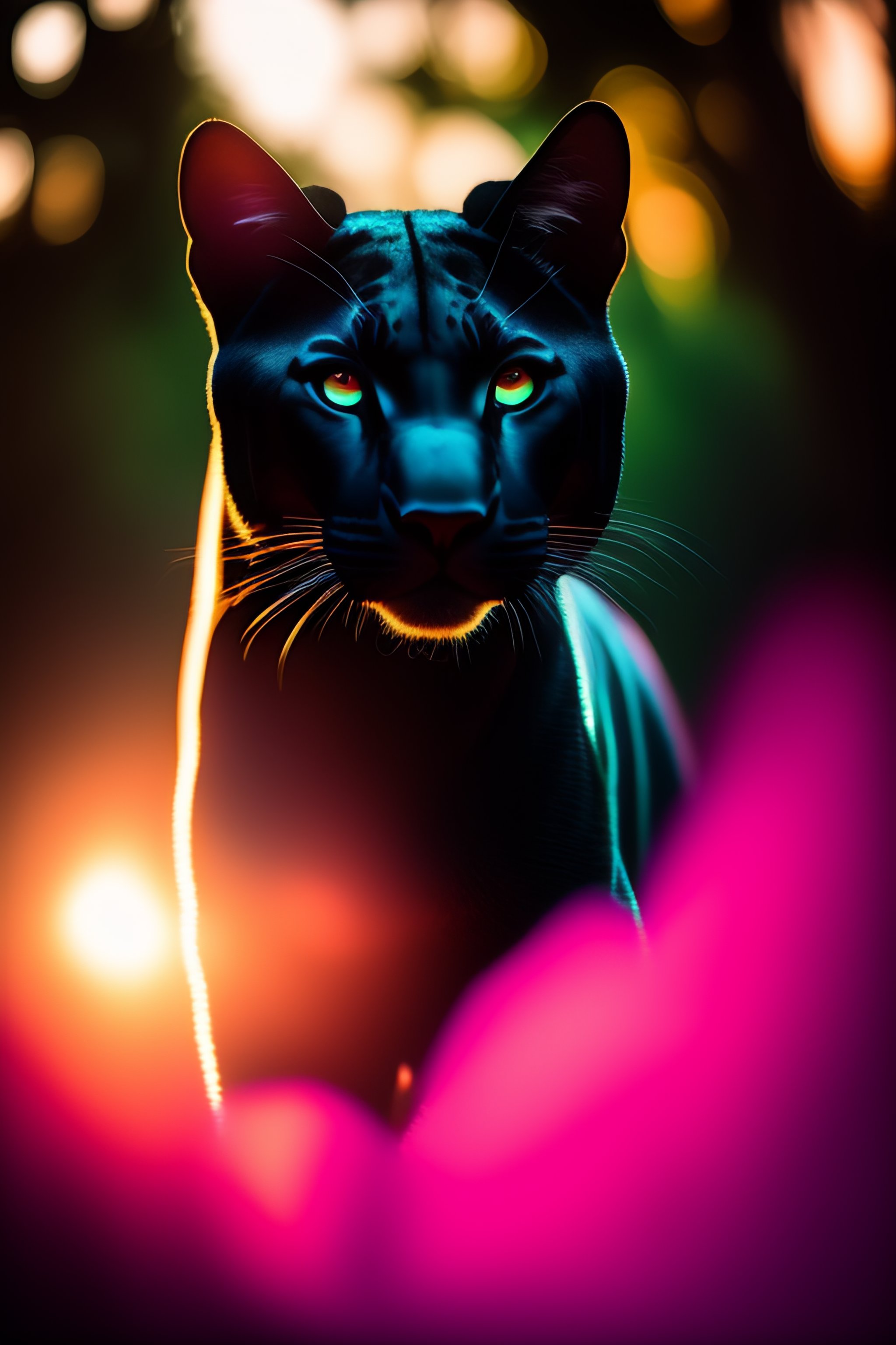 Lexica - Enigmatic black panter, full body animal, backlight, dark ...