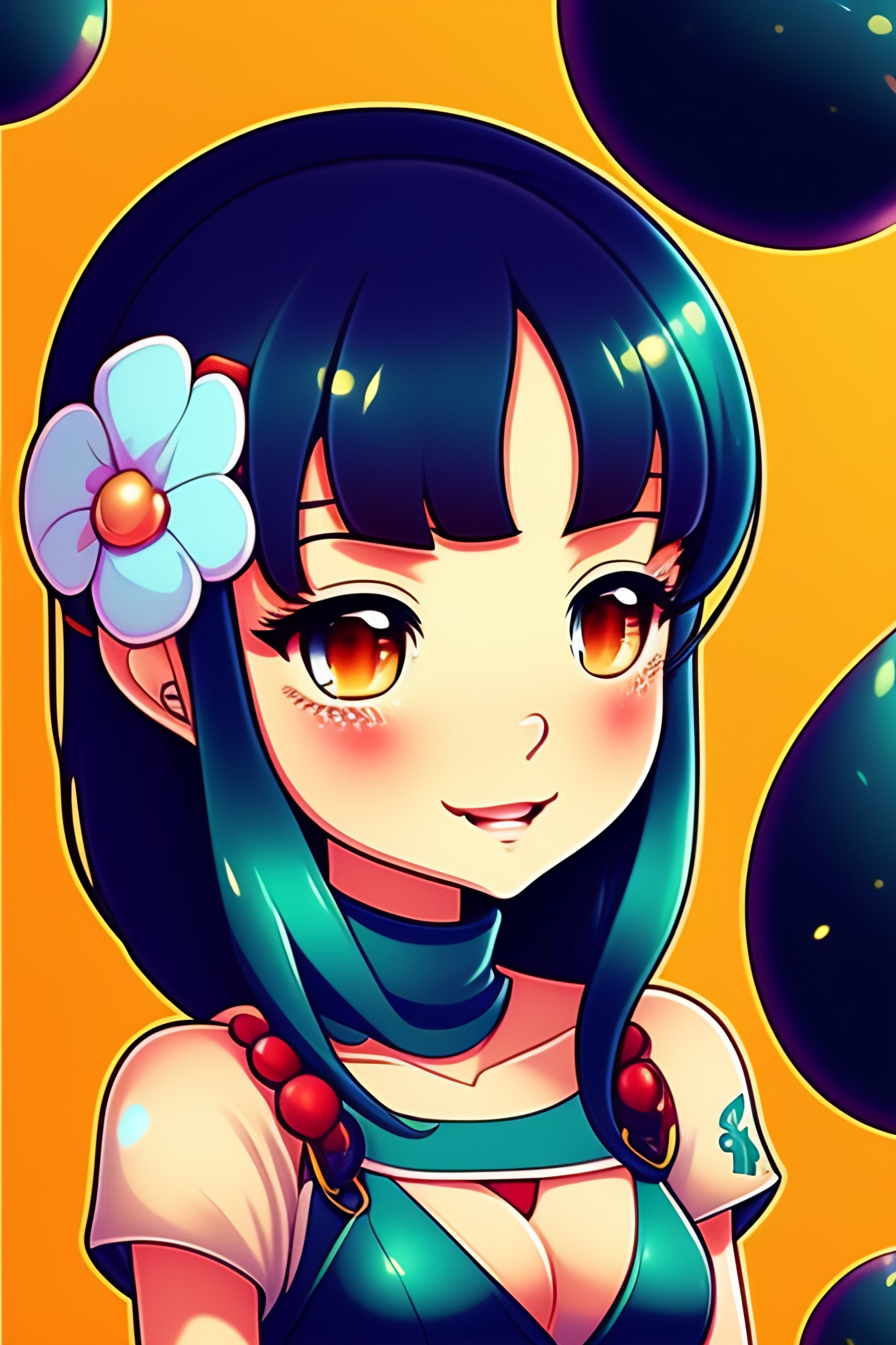 Lexica - Cute cartoon marsian sticker, anime style, solid background color