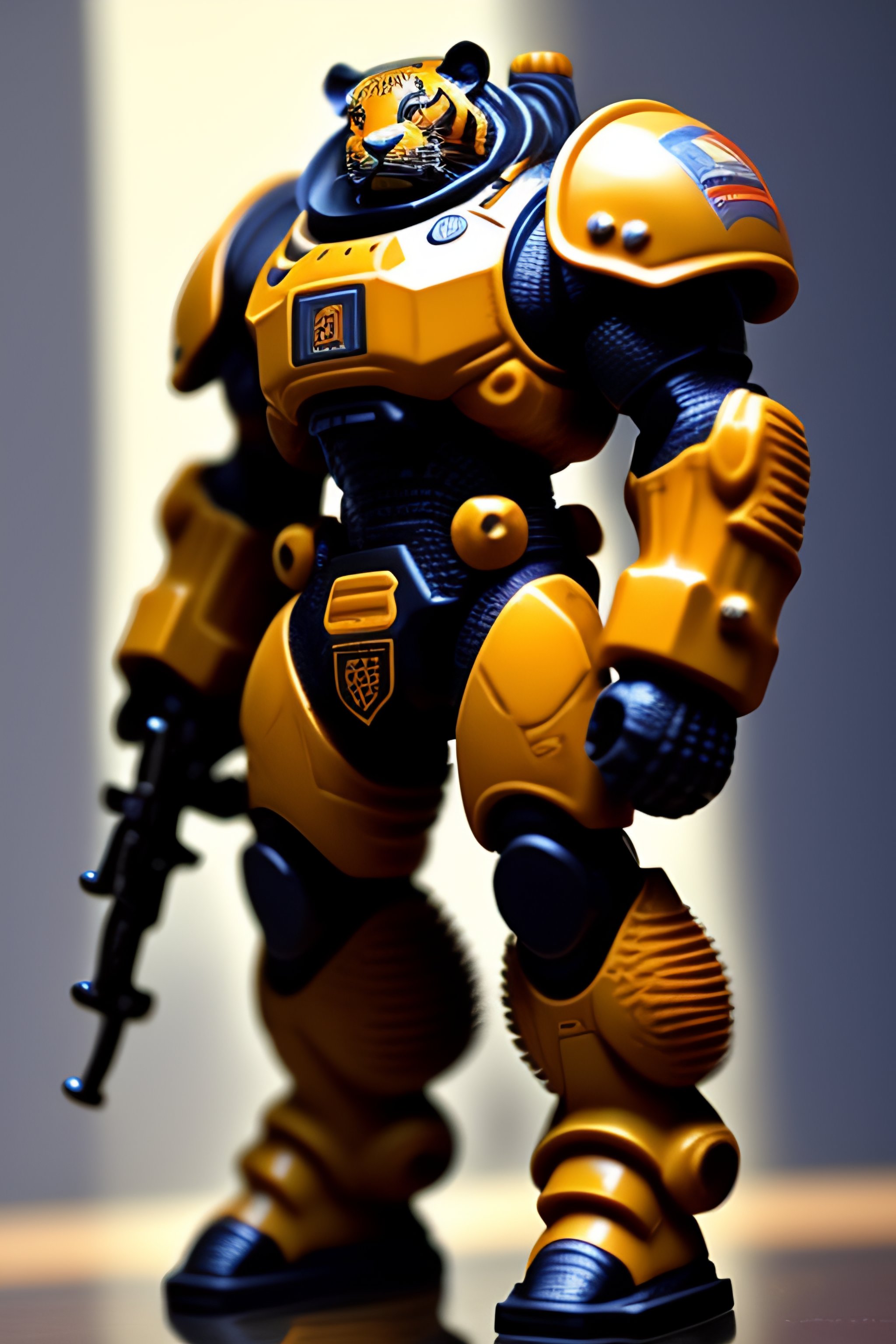 Lexica - Bipedal tiger space marine in heavy servo armor wielding a ...