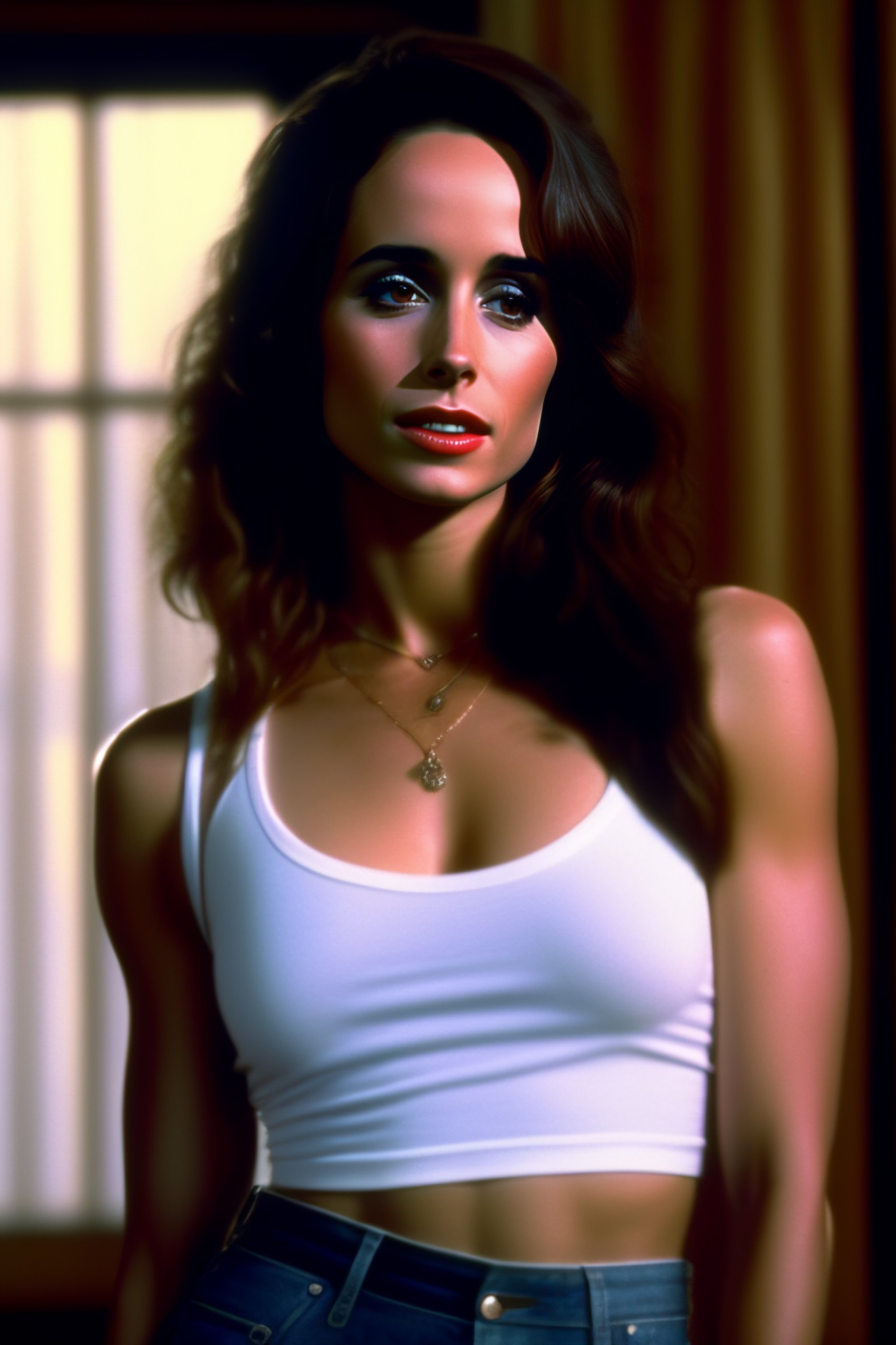 Lexica - Portrait of a medium toned 20 year old eliza dushku from the movie wrong turn wearing a ...