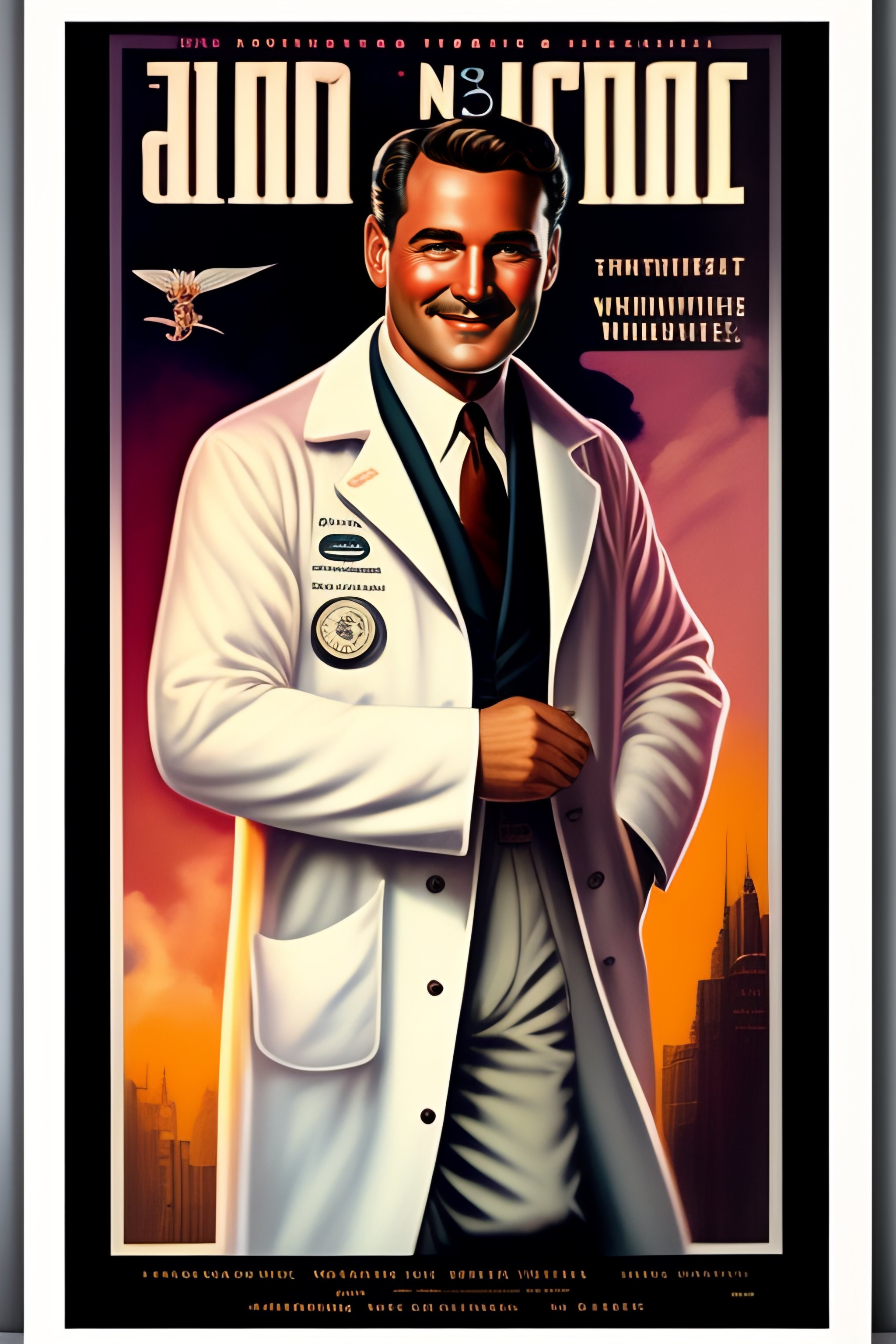 Lexica - 1945 pulp magazine poster of a middle aged man doctor in a ...