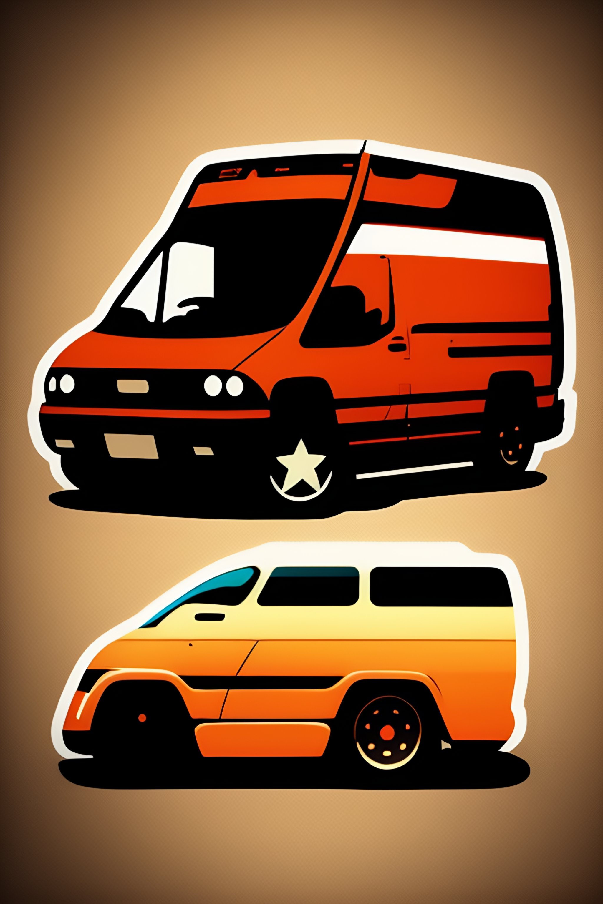 Lexica - Cute cartoon a-team van sticker, anime initial d style, solid ...