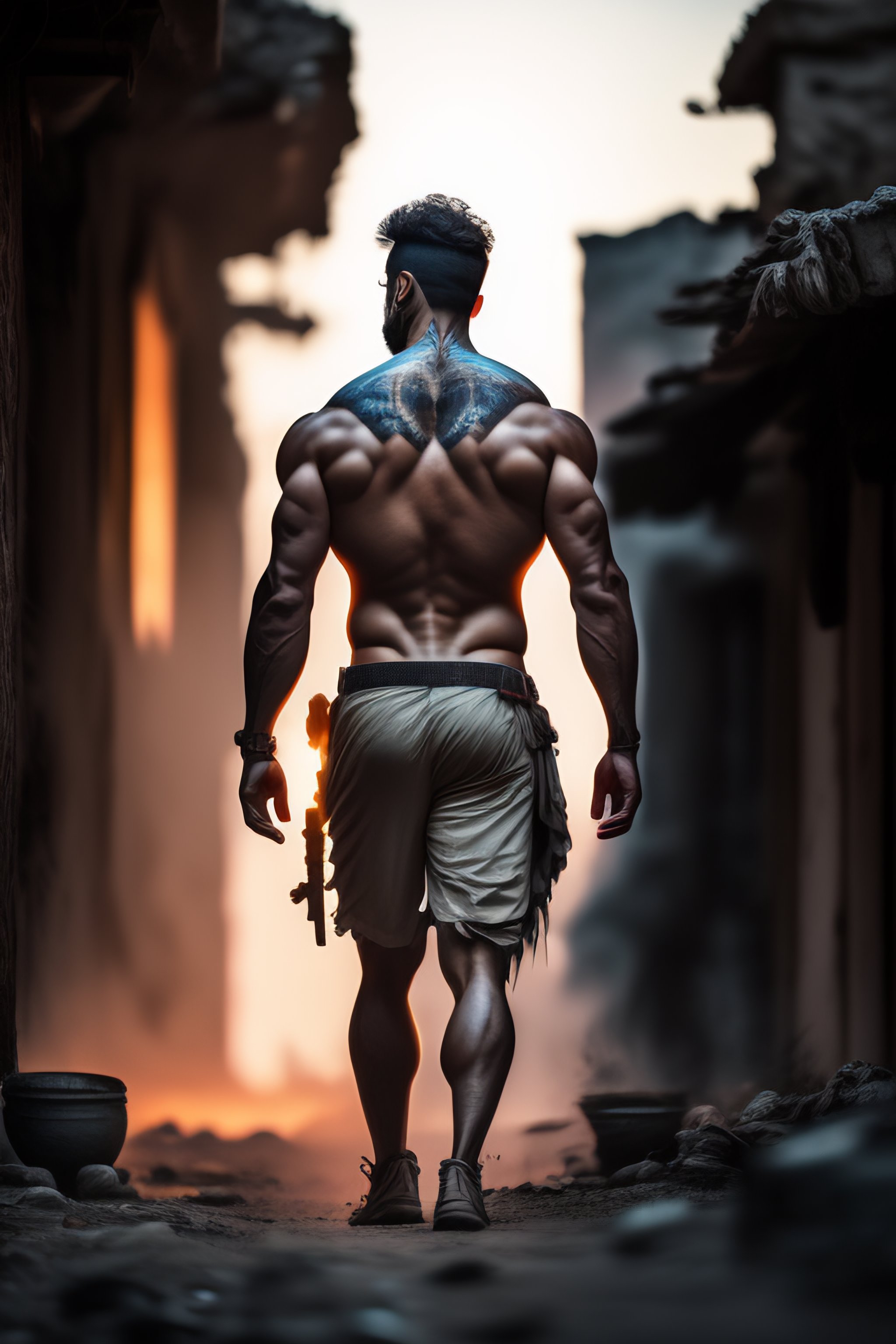 Lexica - Wide angle environmental full body shot of a greek god in a ...