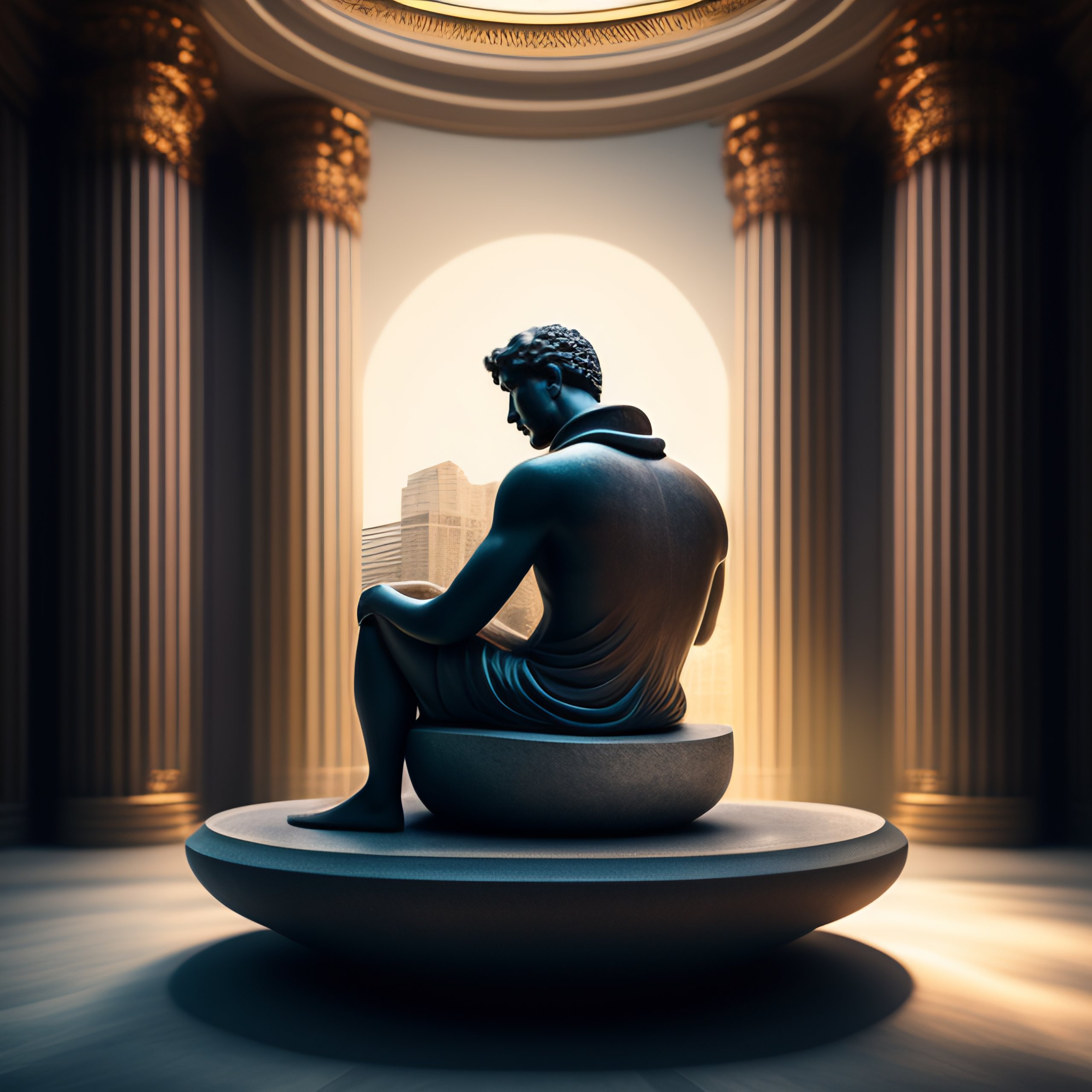 Lexica - Ultra hd! editorial, worry room, a statue of a thoughtful ...