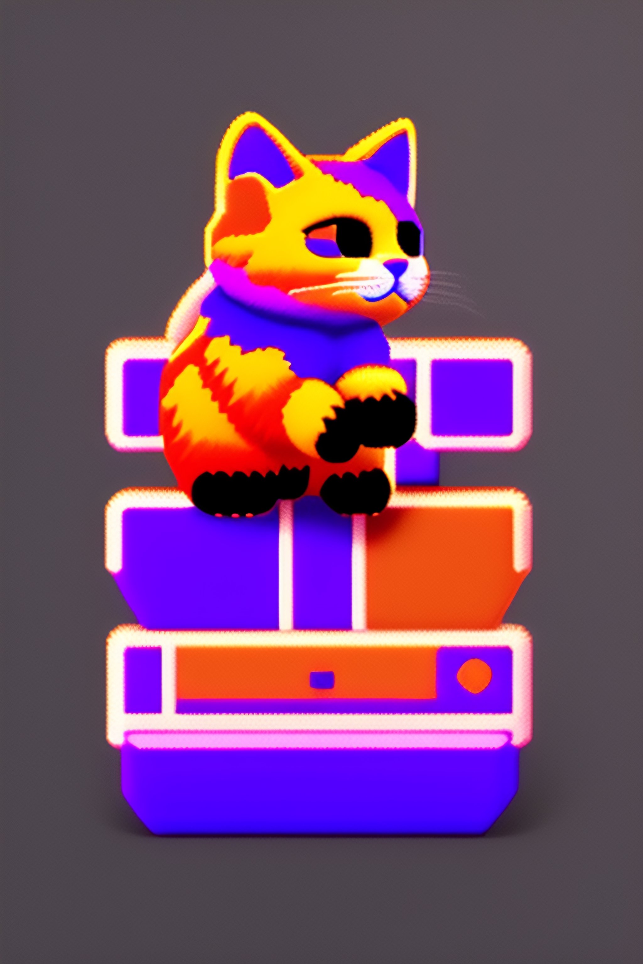 Lexica - A retro 16-bit pixel cat, happy, orange body, purple legs ...