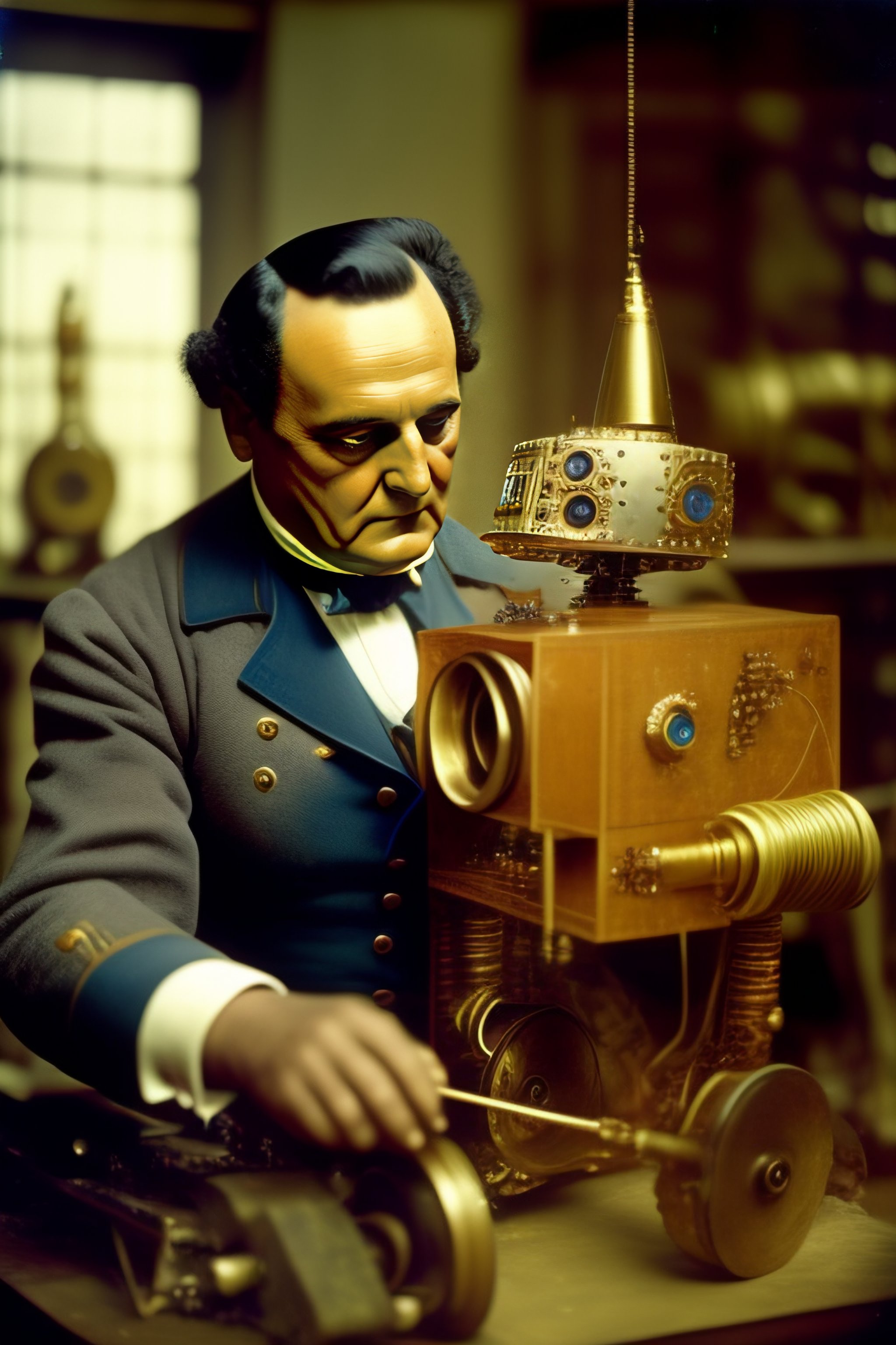 Lexica - A photo of Charles Babbage building a robot by Philippe ...