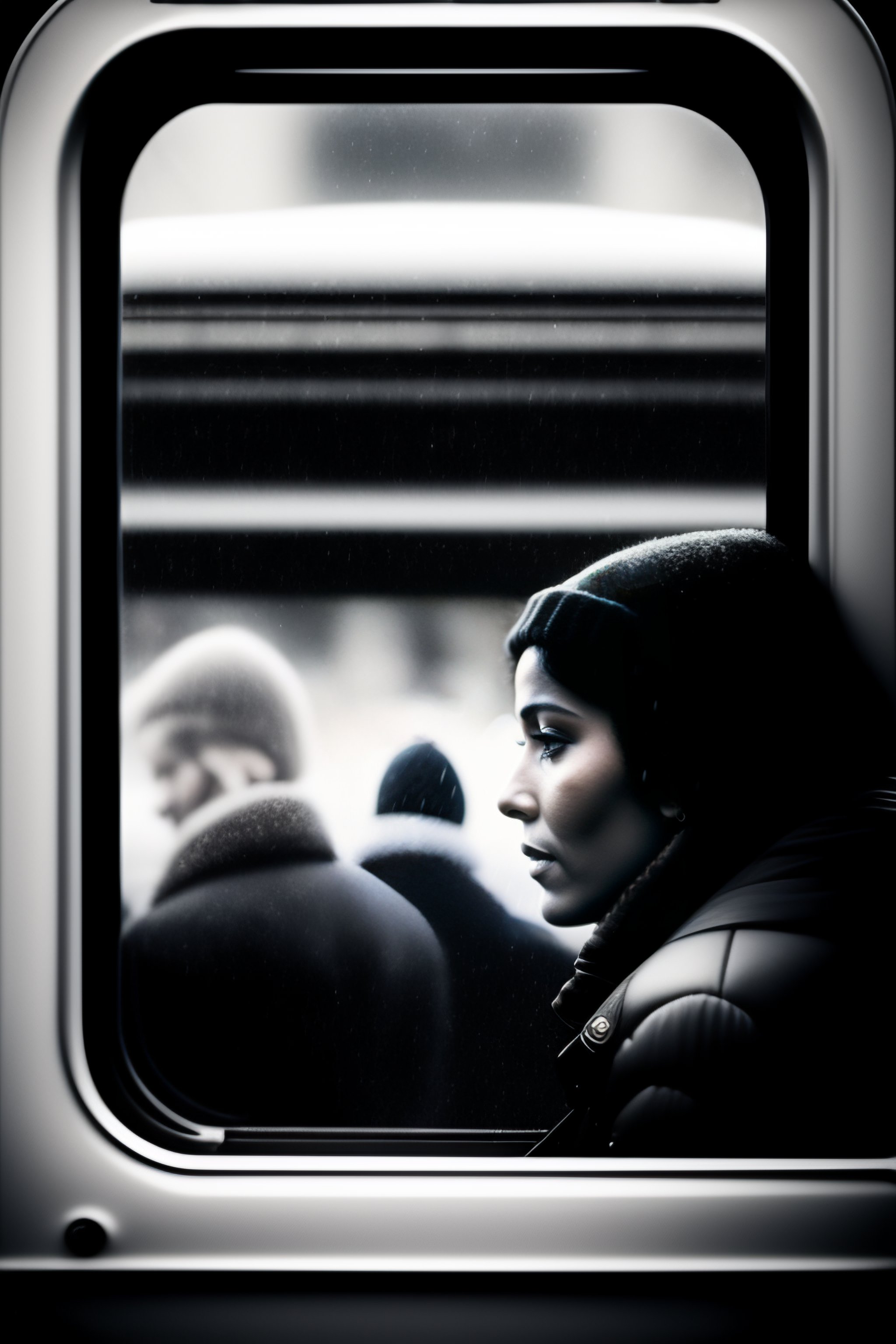 Lexica - Lateral view of peoples inside a bus , view from inside a ...