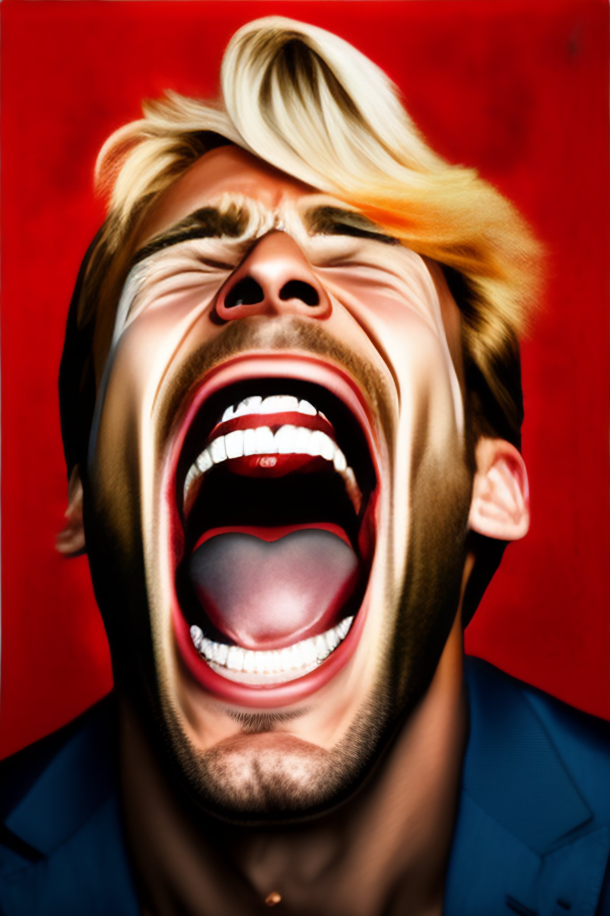 Lexica - Portrait of blond european man screaming, crying