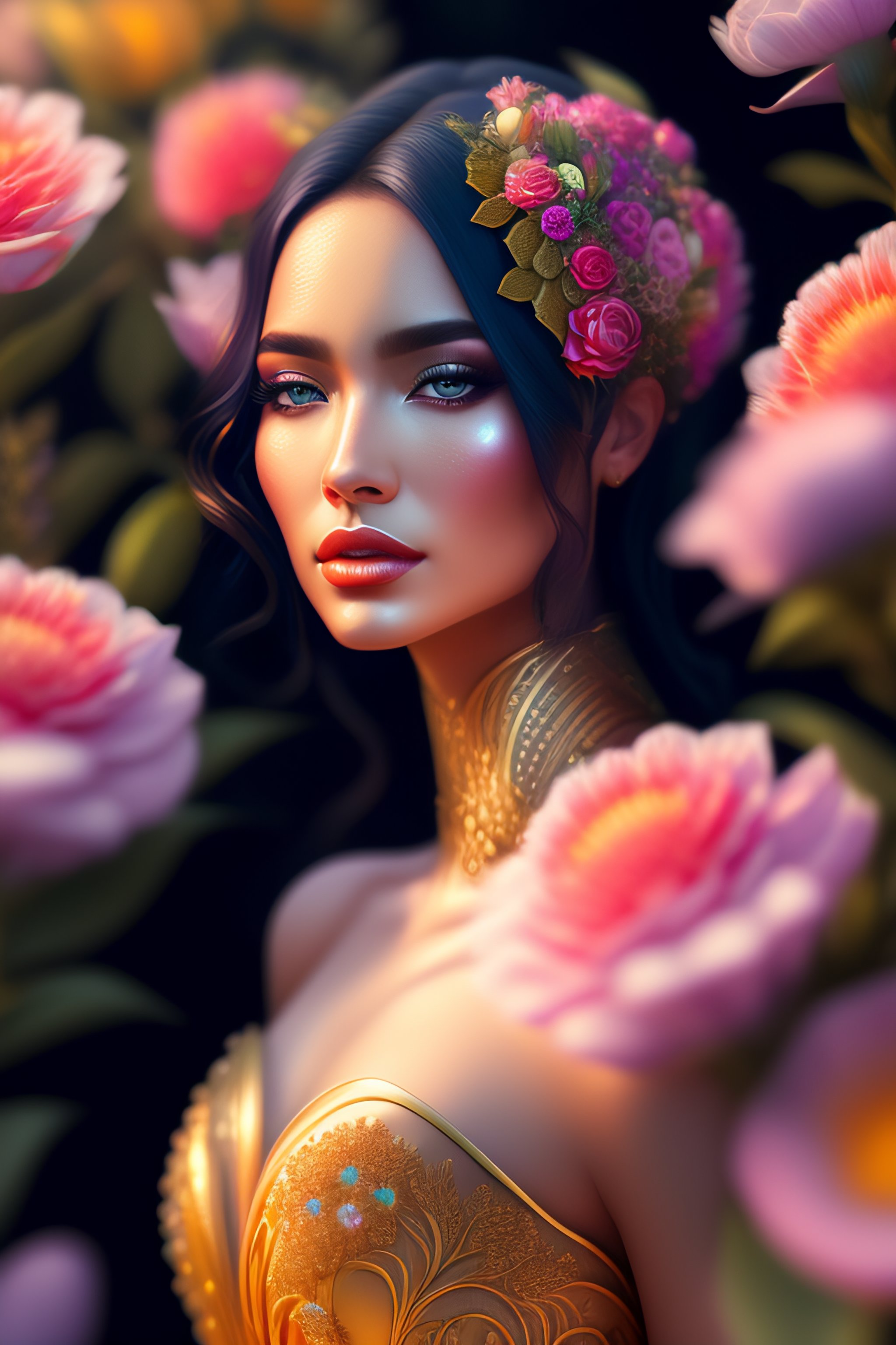 Lexica - Beautiful female android!, half body portrait angel in a dress ...