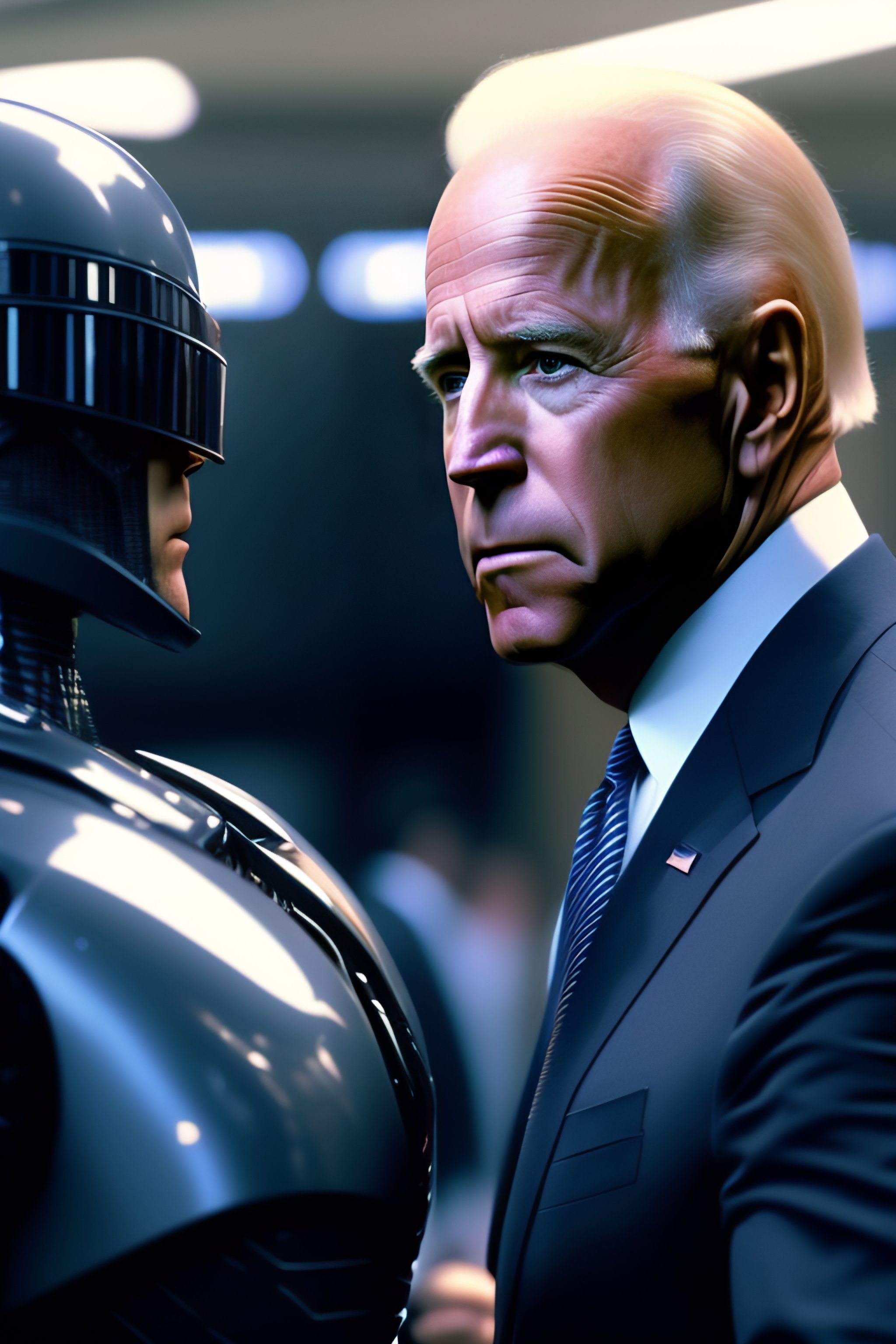 Lexica - 1 : 1 cinematic shot of joe biden being turned into robocop ...