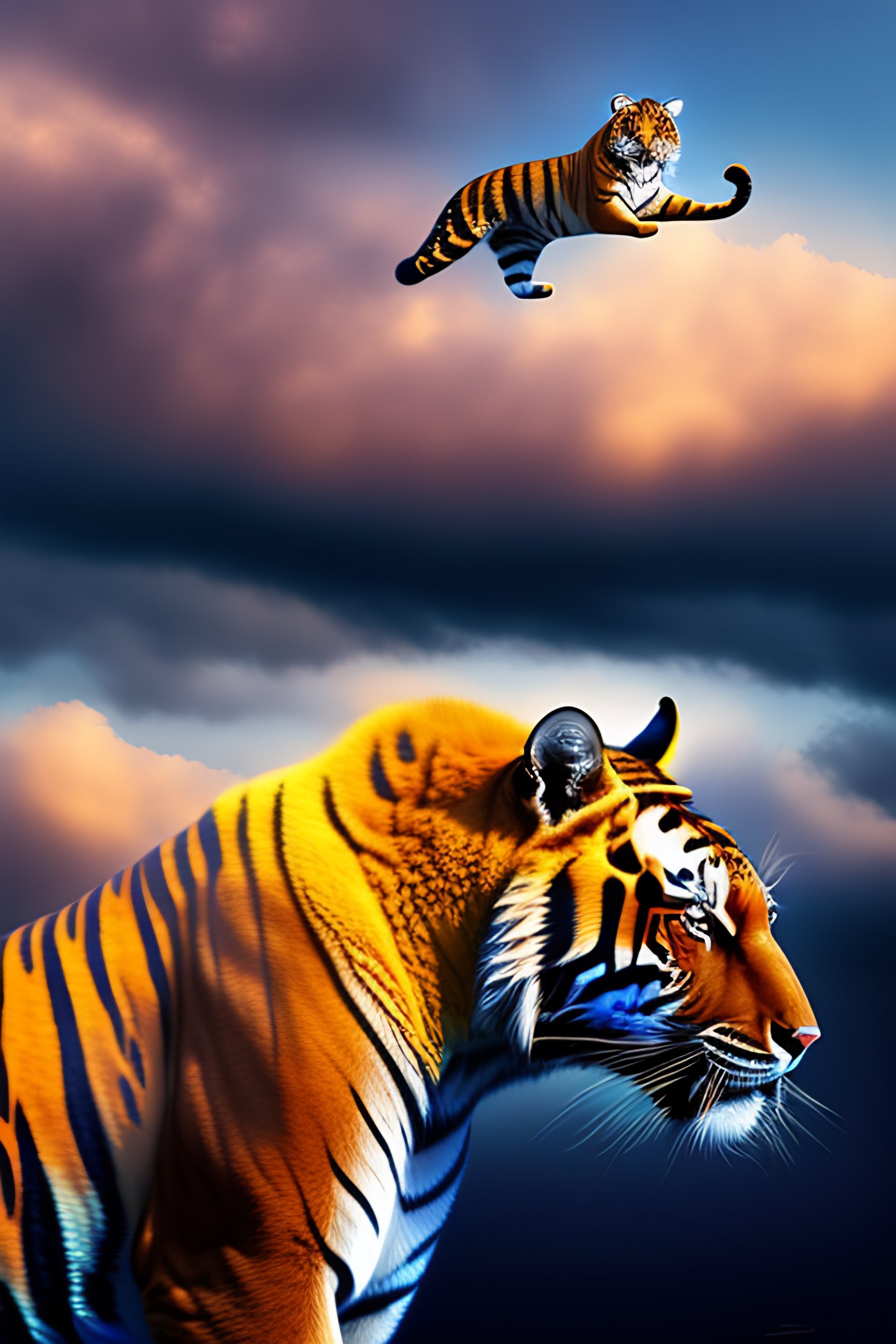 Lexica - Tiger flying in the sky ; cat flying in the sky ; panther ...