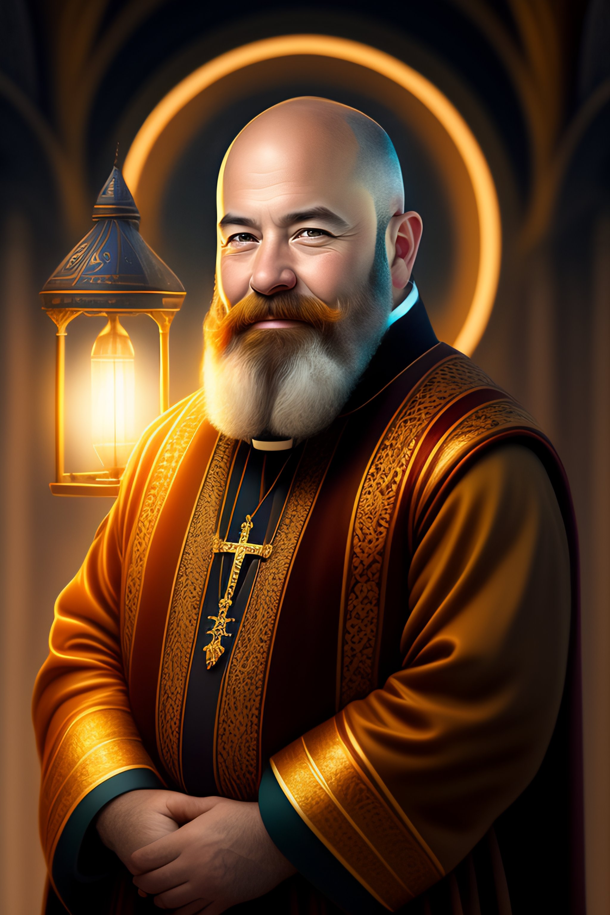 Lexica - Portrait of a priest, dwarf, short man, funny, front light ...