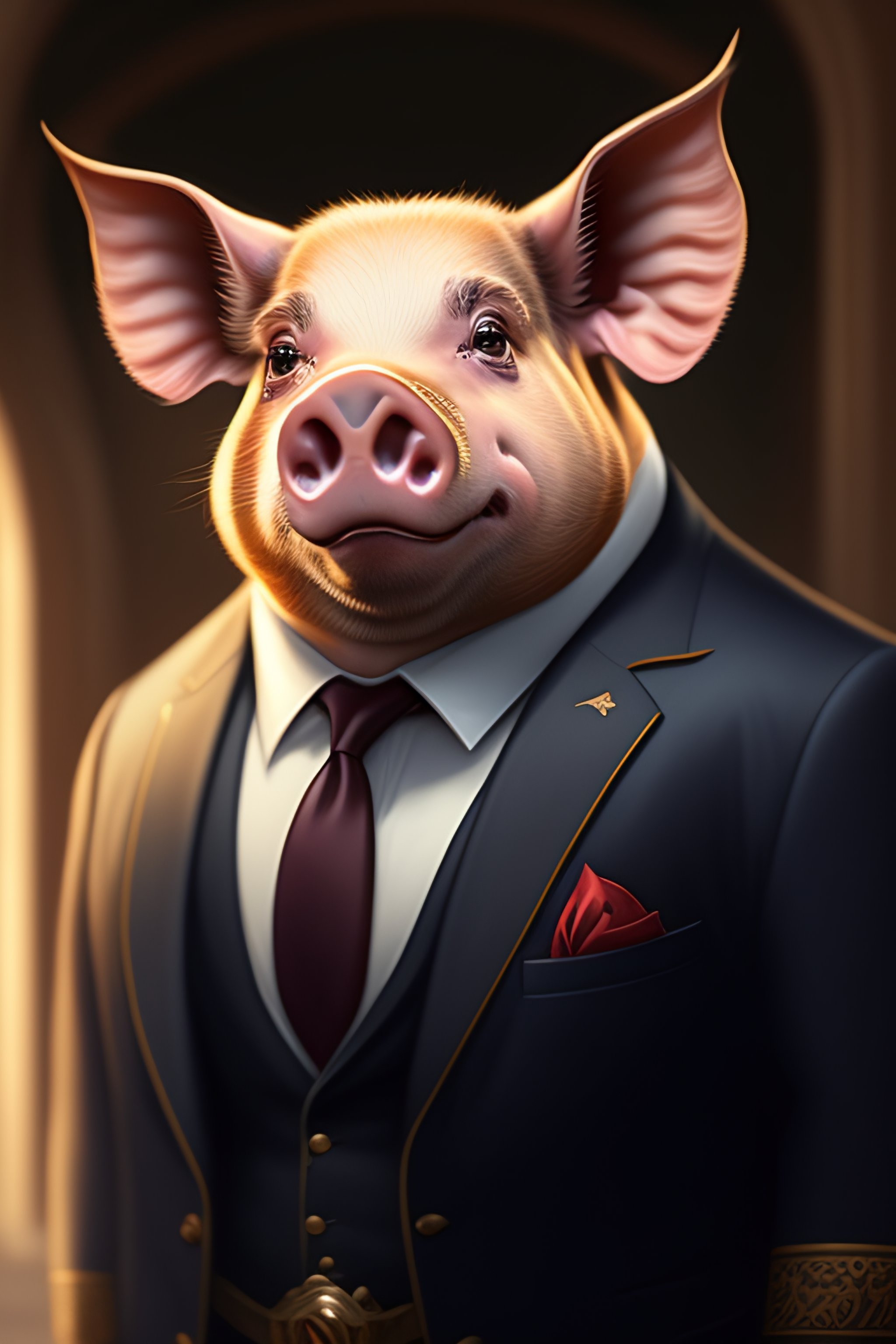 Lexica - A detailed portrait of pig in a politician suit magic staff ...