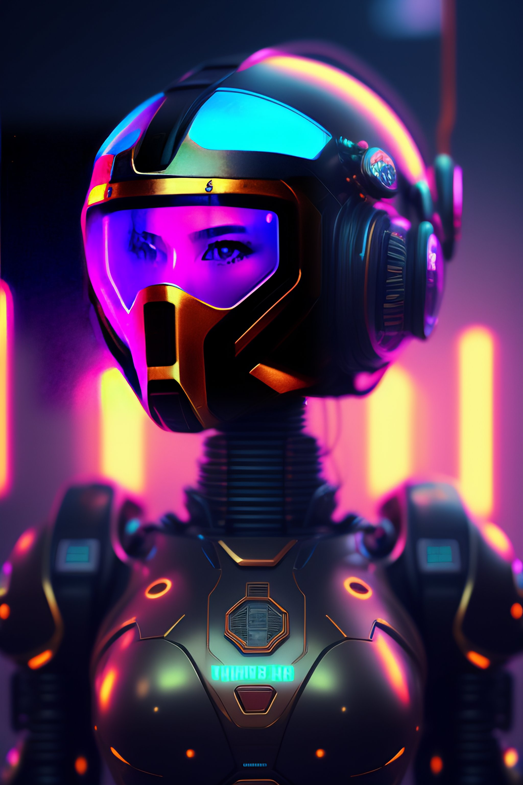 Lexica - A robot with a terrarium for a head, cyberpunk, city, neon ...