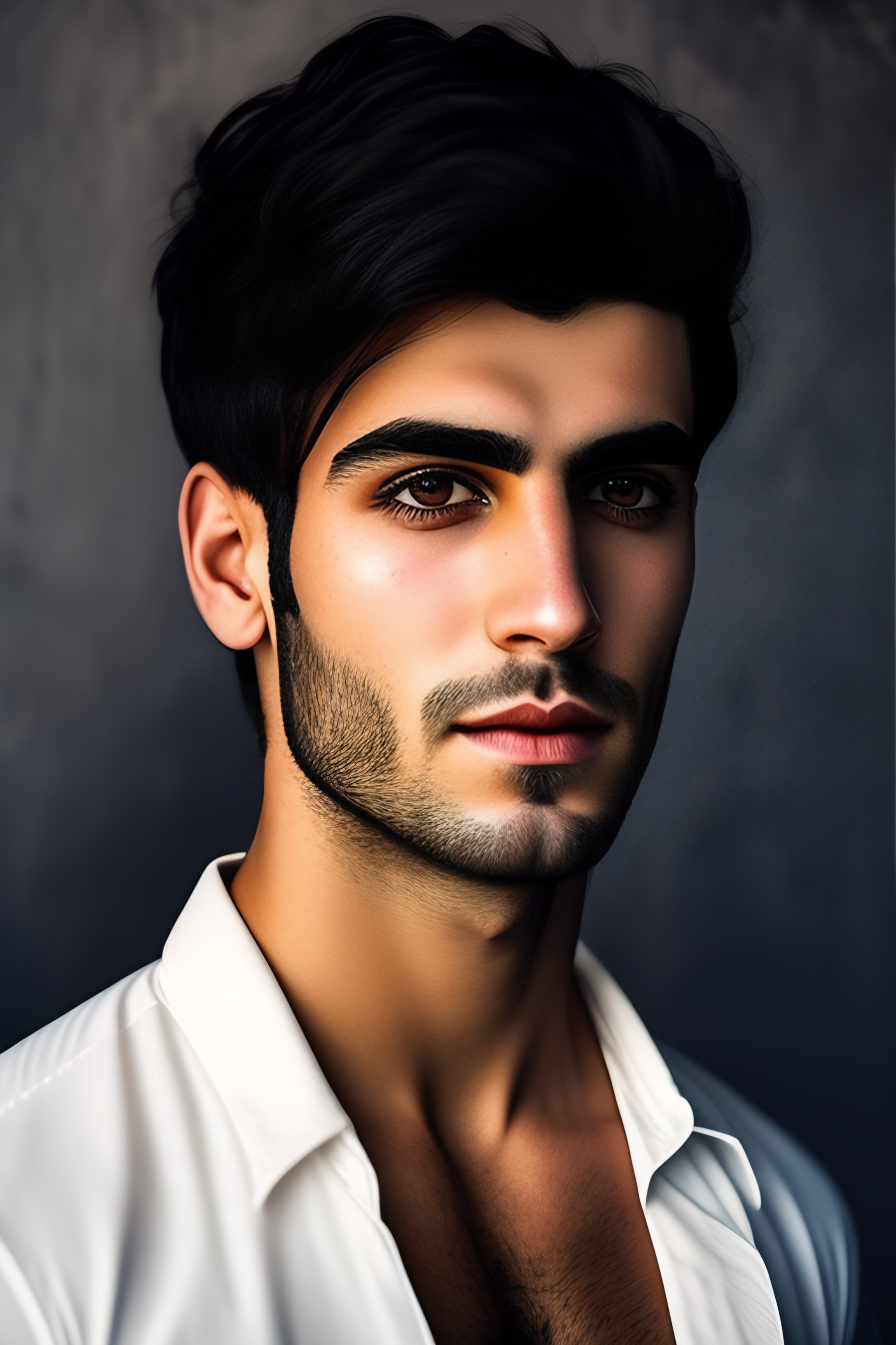 Lexica - Dark haired 25 years old young white turkish man has little ...