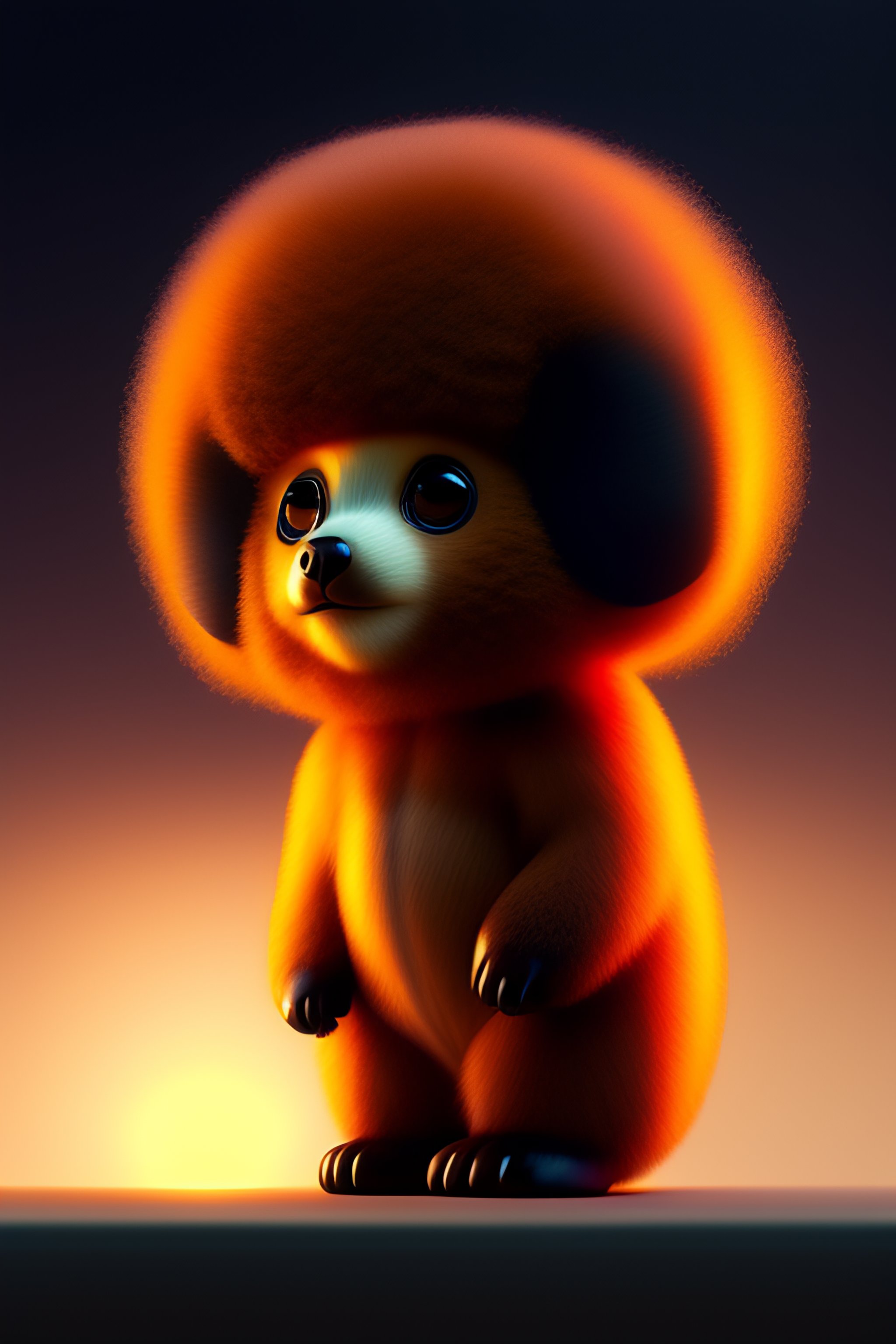 Lexica - Hyper realistic cute fluffy Cheburashka with two ears and big ...