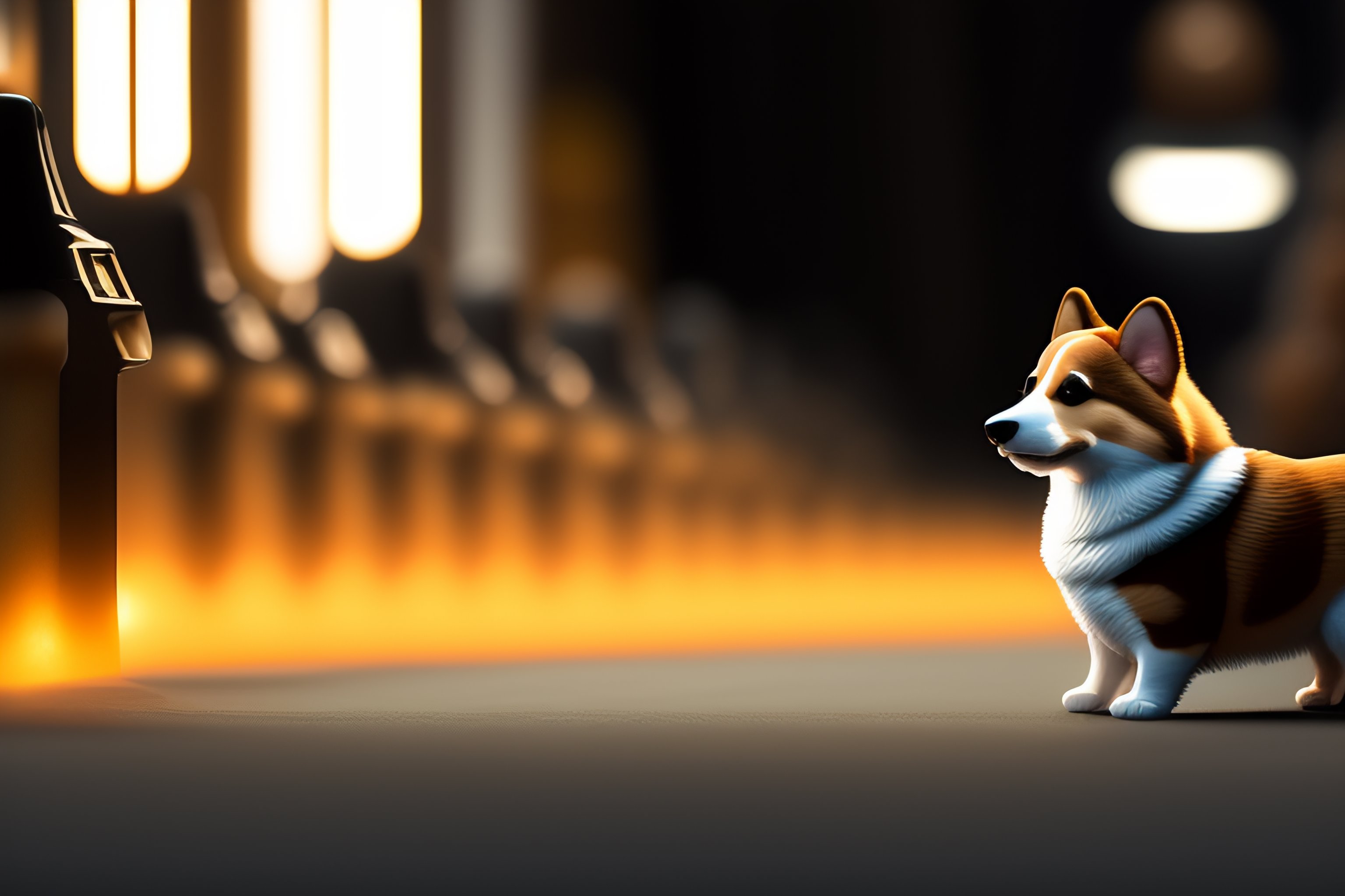 Lexica - Zoom background of Corgi's in the star wars universe lightsaber