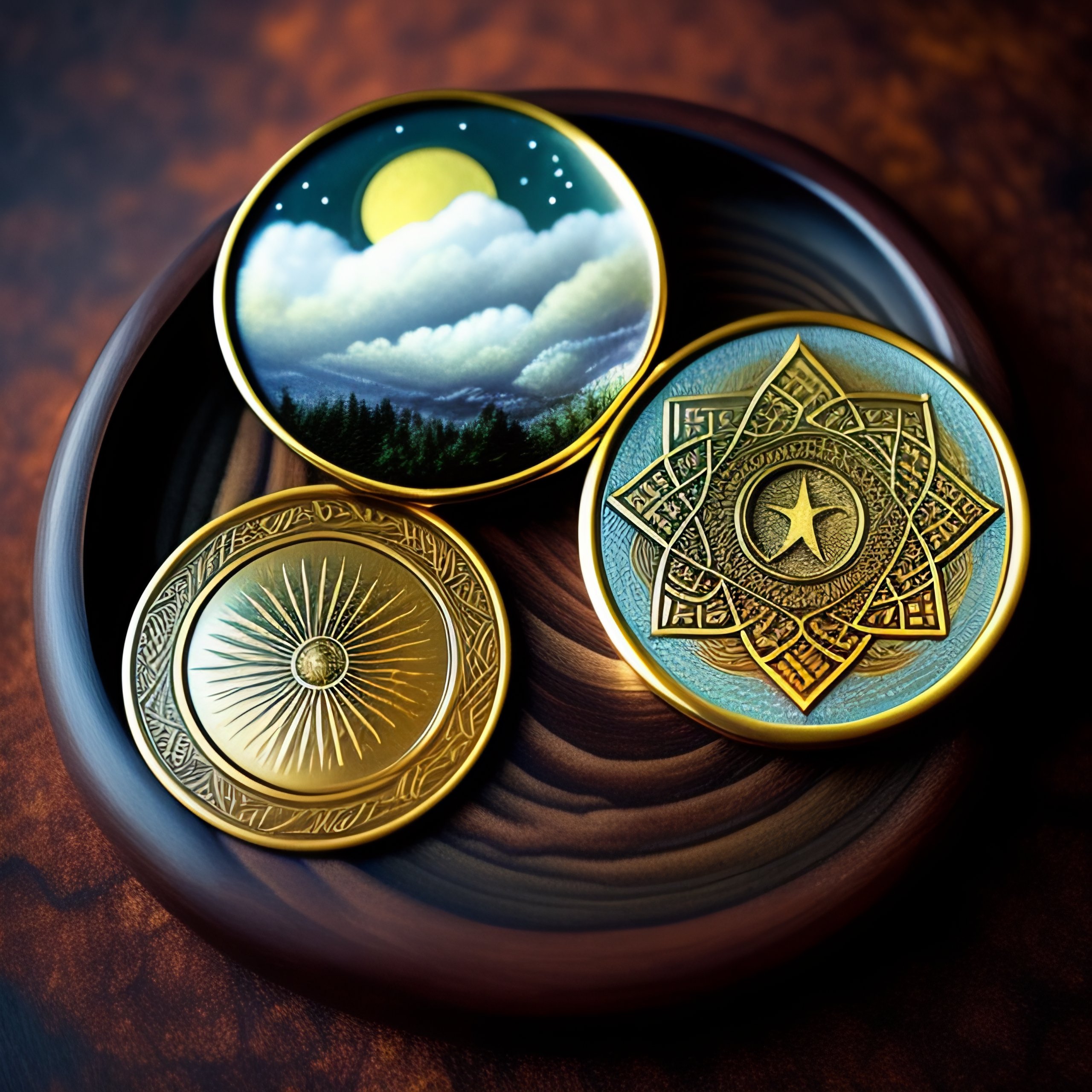 Lexica - Pentacles tarot coins Arcane clouds Nature Divination Esoteric ...