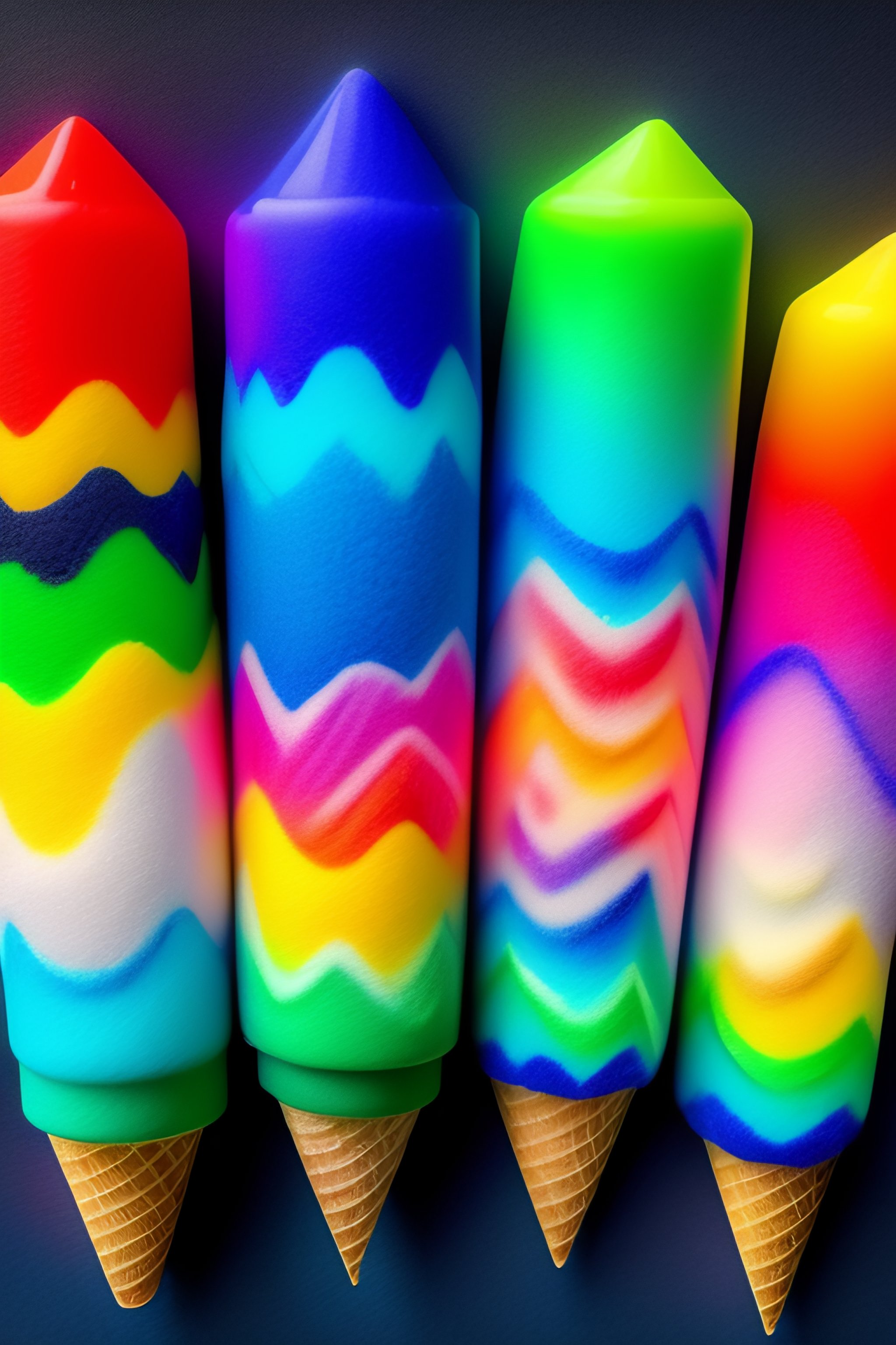Lexica - Crayon drawing of several cute colorful monsters with ice ...