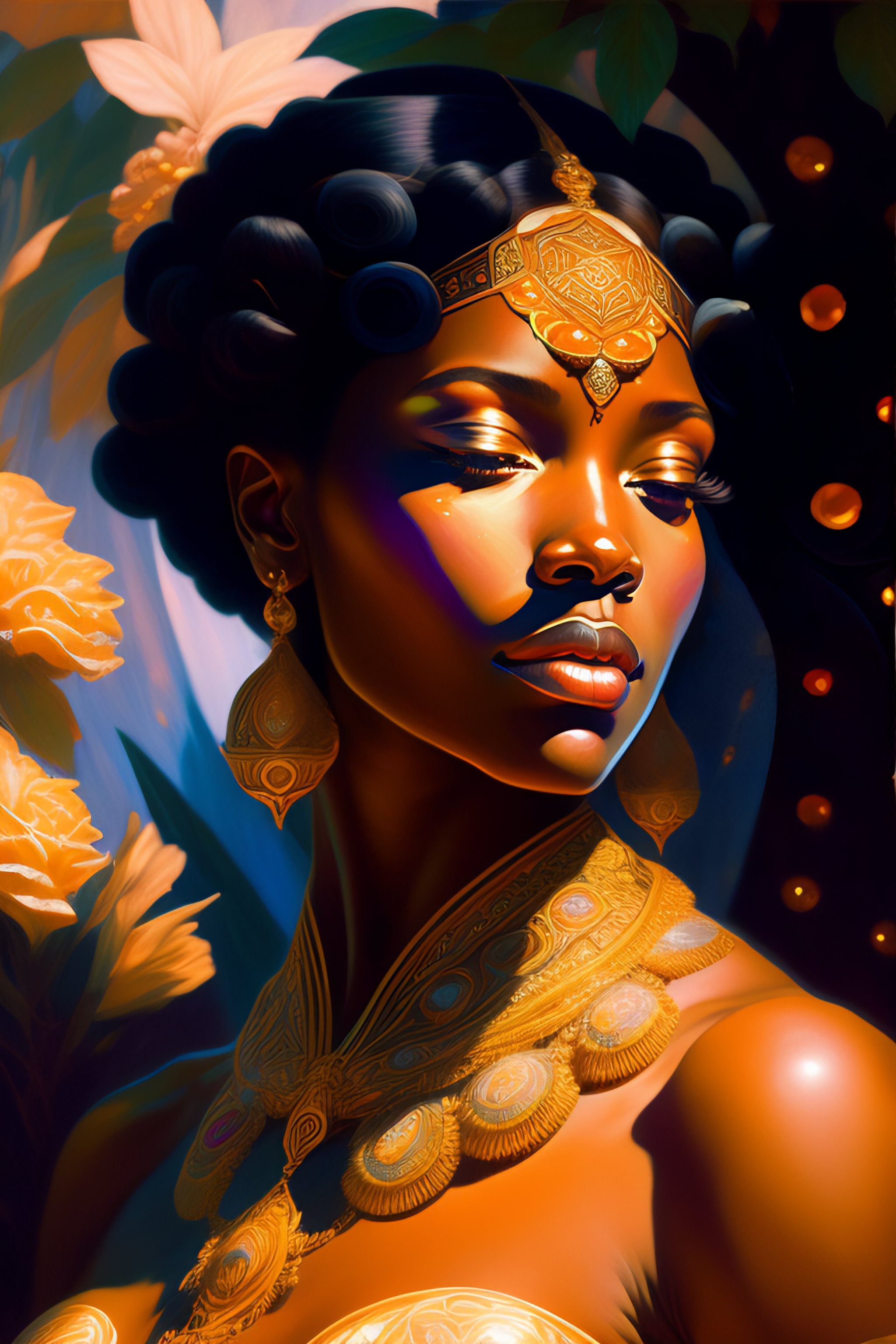 Lexica - Portrait of black woman having a spiritual awakening, eyes ...