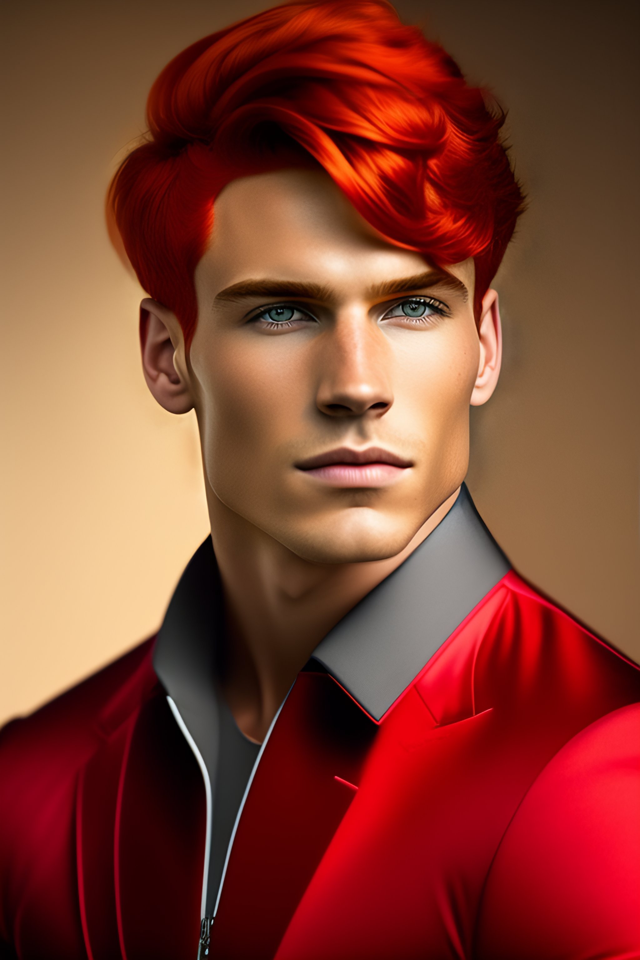 Lexica - Portrait of a young man, red hair, red skin, short hair