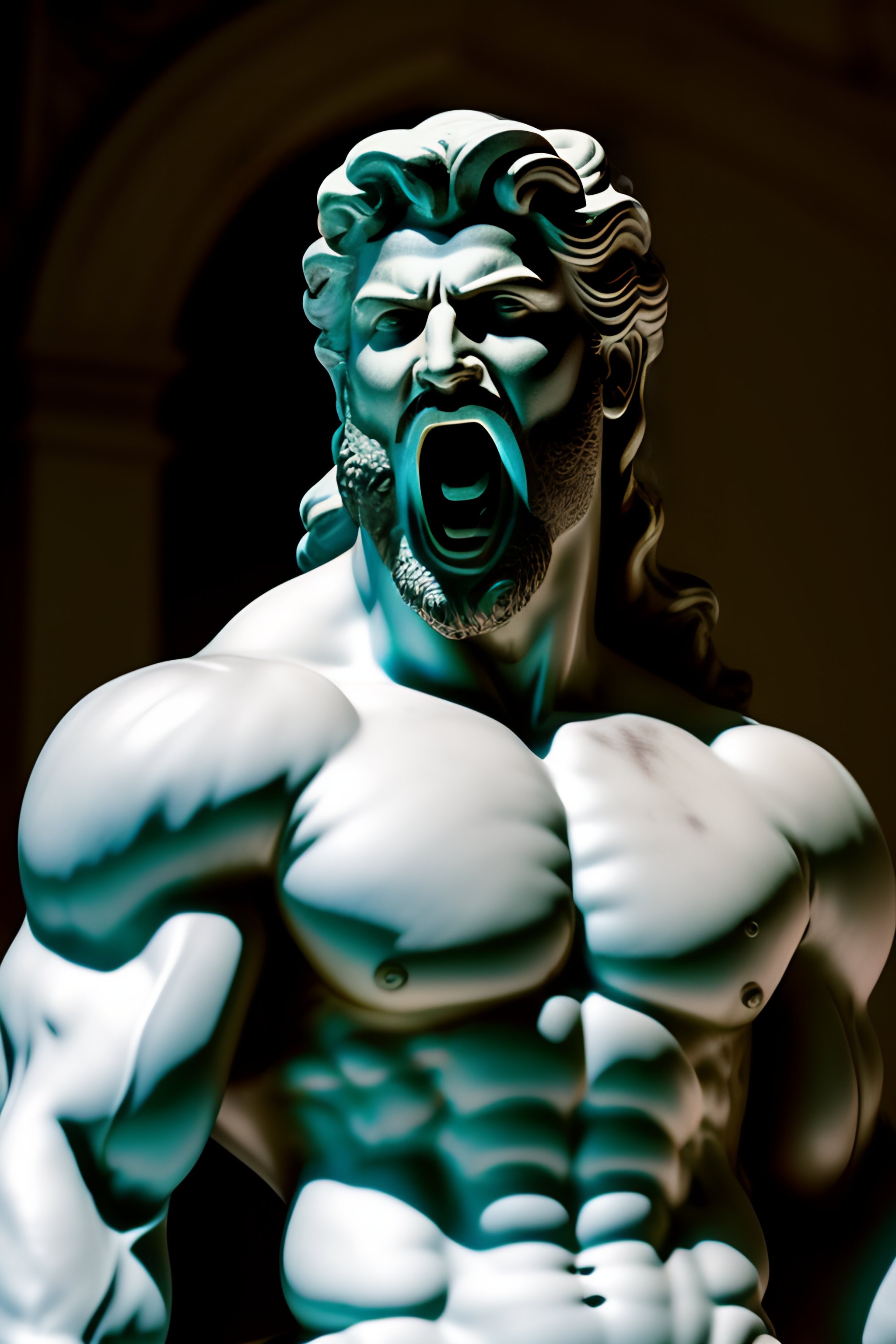 Lexica - A marble statue of greek hero hercules, with an aggressive ...