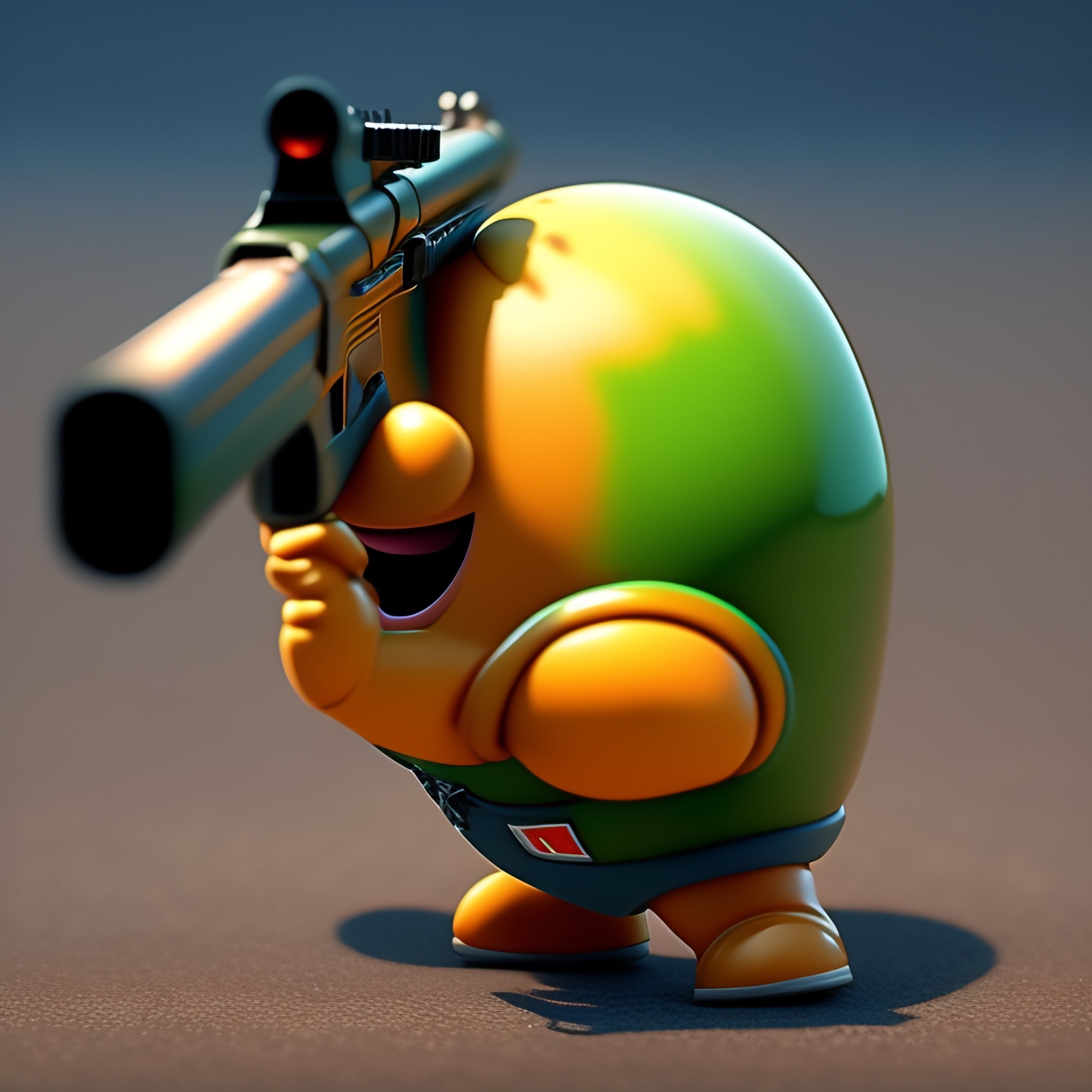 Lexica - Pixar character points a gun at you