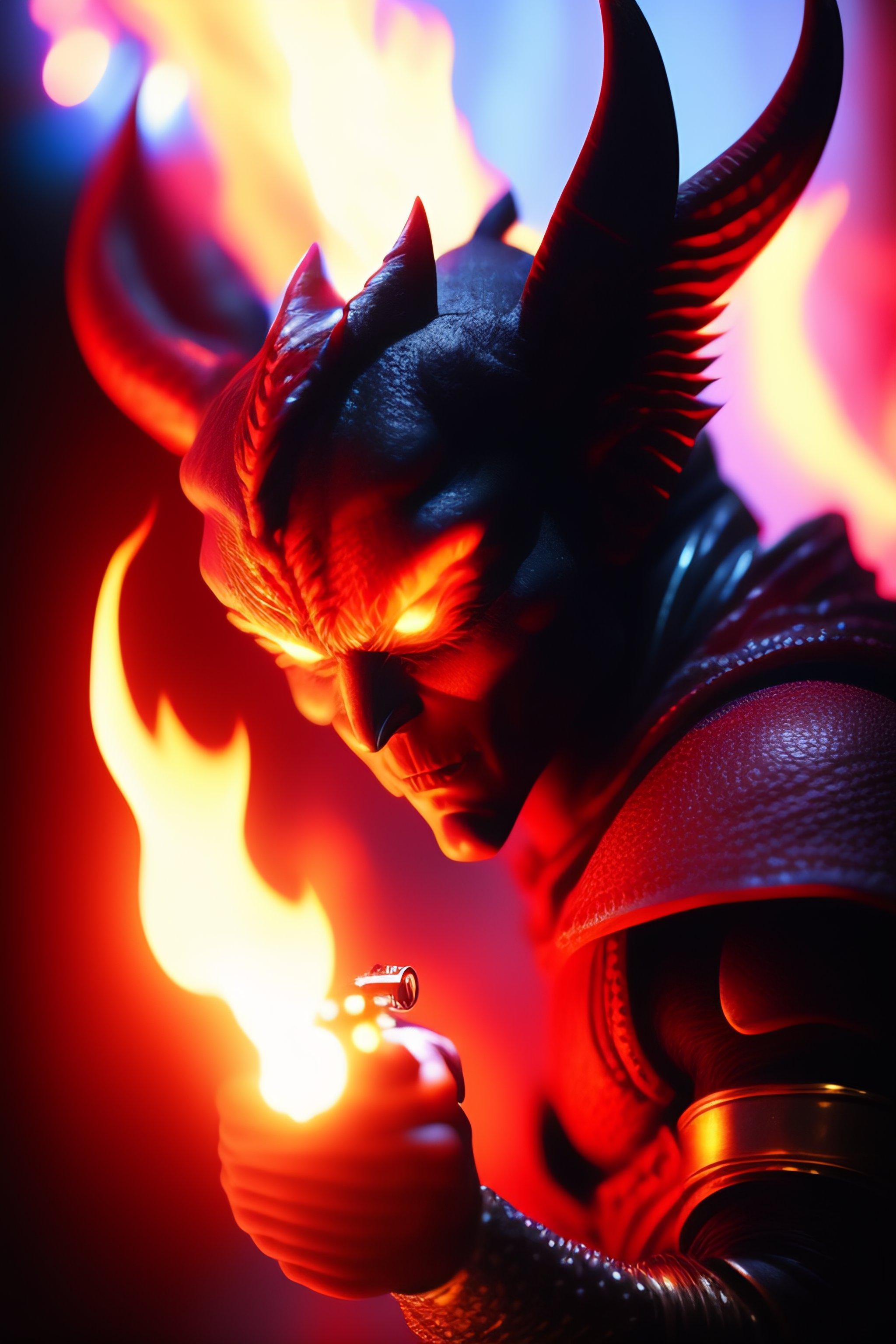 Lexica - A devil alien shooting fire from eyes