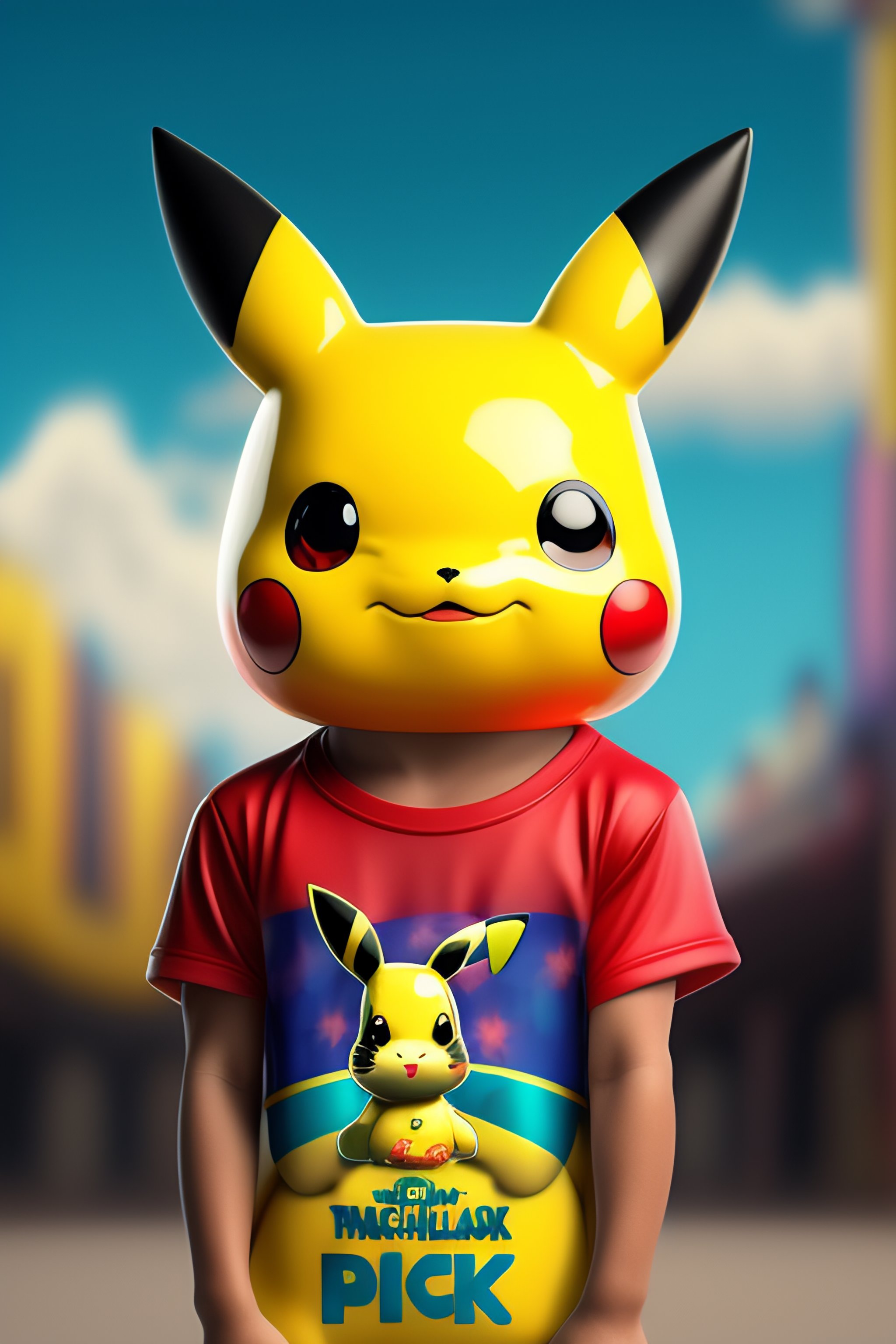 Lexica - 3D rendering of pikachu funko mask carnival little smile T ...