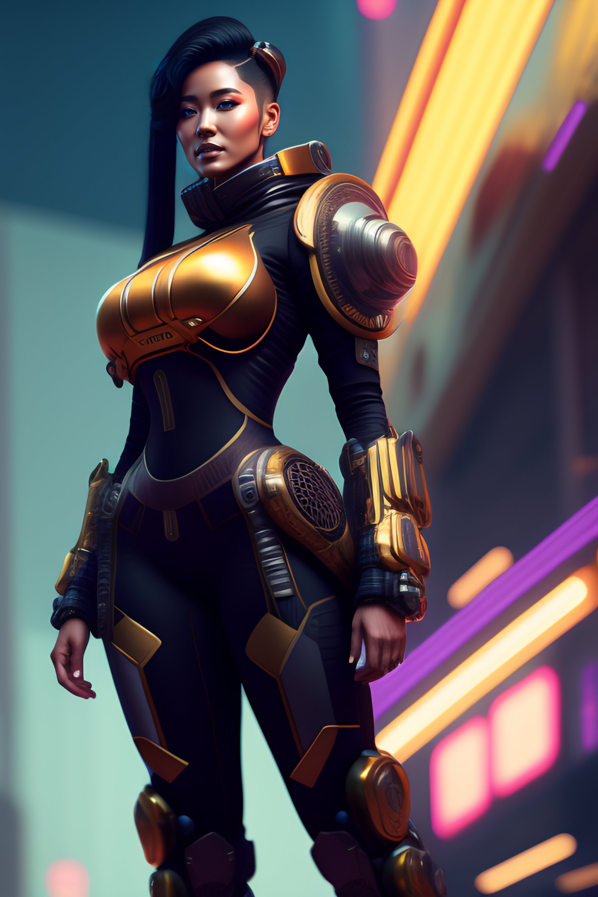 Lexica - Mech Punk ((full body)) clothes with short hair girl, [[front ...